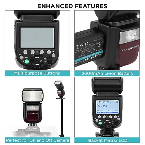 Flashpoint Zoom Li-on III R2 TTL On Camera Flash for Sony, 76ws 2.4GHz ...