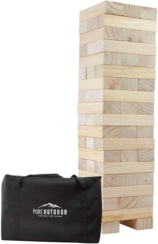 Monoprice Giant Tumbling Tower Set, 56 Pinewood Pieces, Stack from 2ft ...