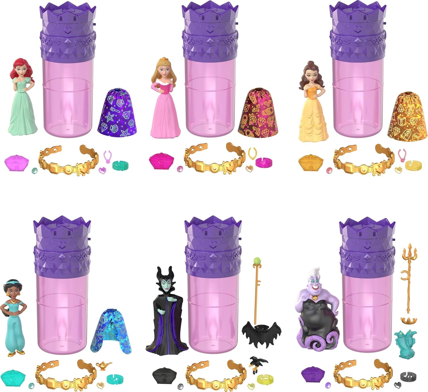 Mattel Disney Princess Toys, Small Doll Surprise, Royal Color Reveal, 6 ...