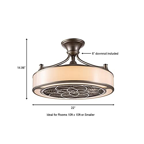 Windara 22 in. LED Indoor/Covered Outdoor Brushed Nickel Ceiling Fan ...