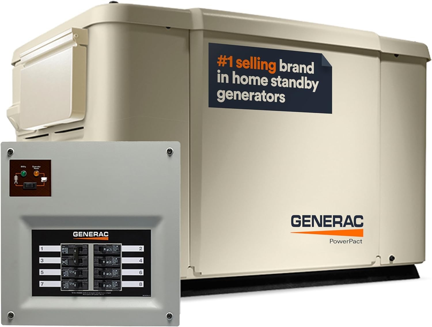 Generac 7.5kW Powerpact Home Standby Generator with 50 Amp Transfer ...