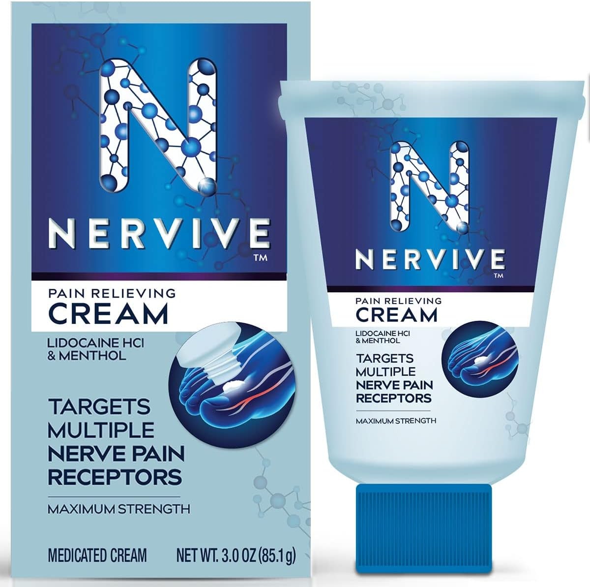 Nervive Nerve Care, Pain Relieving Cream, Max Strength Non-Greasy ...