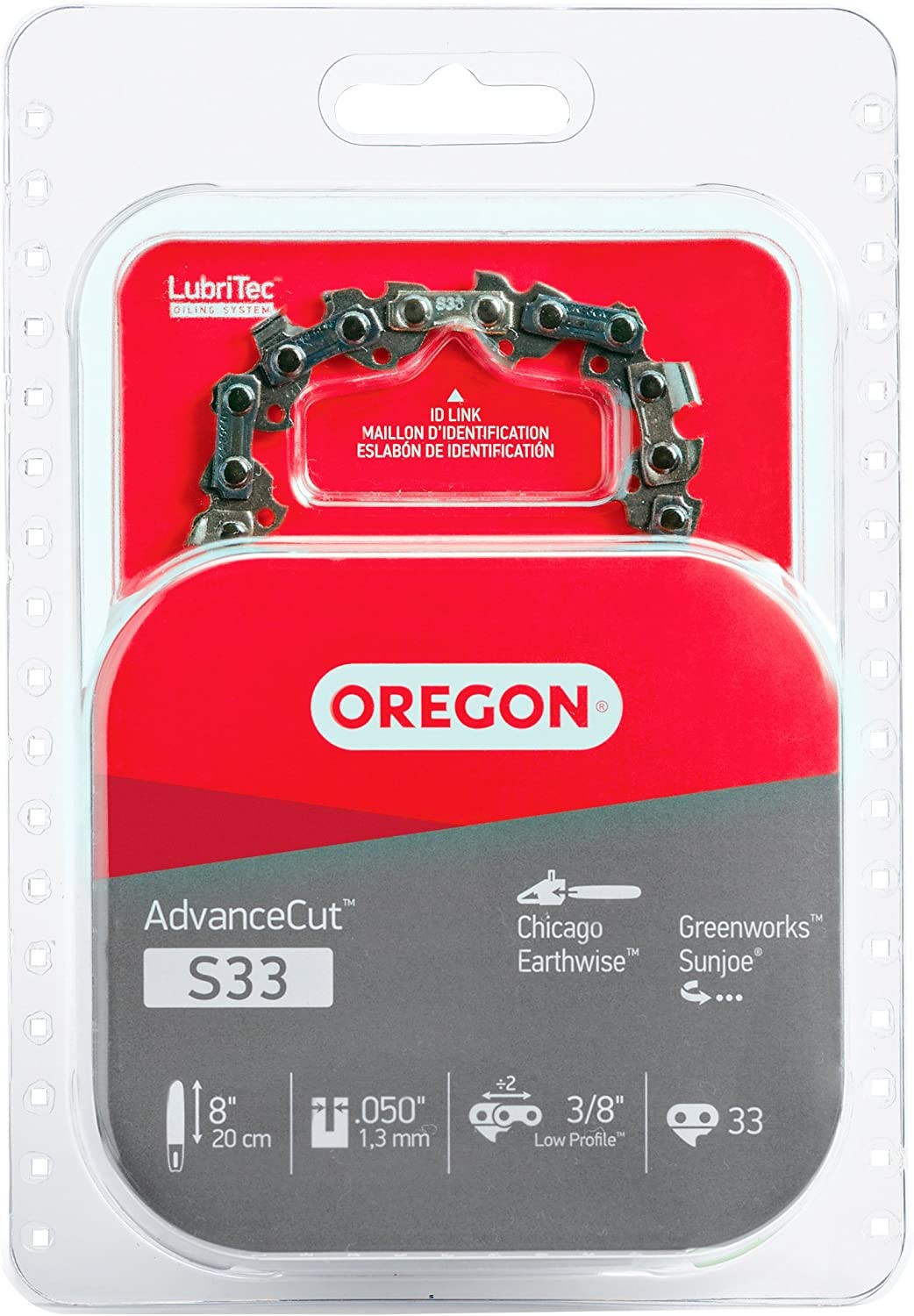 Oregon S33 Pole Saw/Chainsaw Chain for 8-Inch Bar, 33 Drive Links, .050 ...