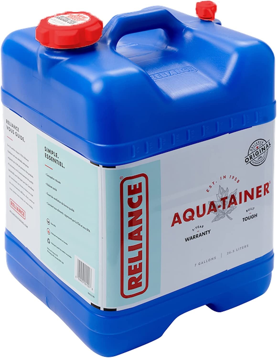 Reliance Products Aqua-Tainer 7 Gallon Rigid Water Container, Blue , 11 ...