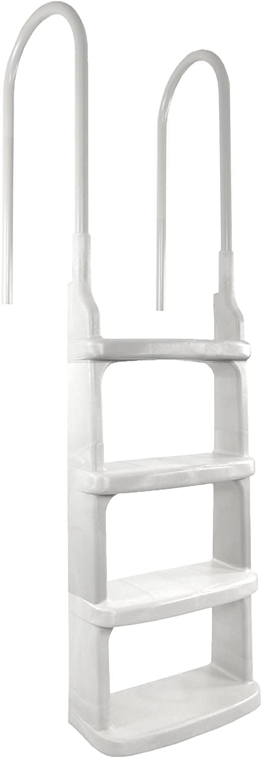 Main Access Easy Incline White Pool Deck Ladder for 48 to 54 Inch Above ...