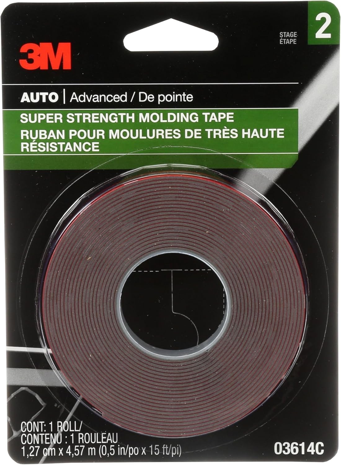 3M Super-Strength Molding Tape, 1/2 in x 15 ft, High Strength Double ...