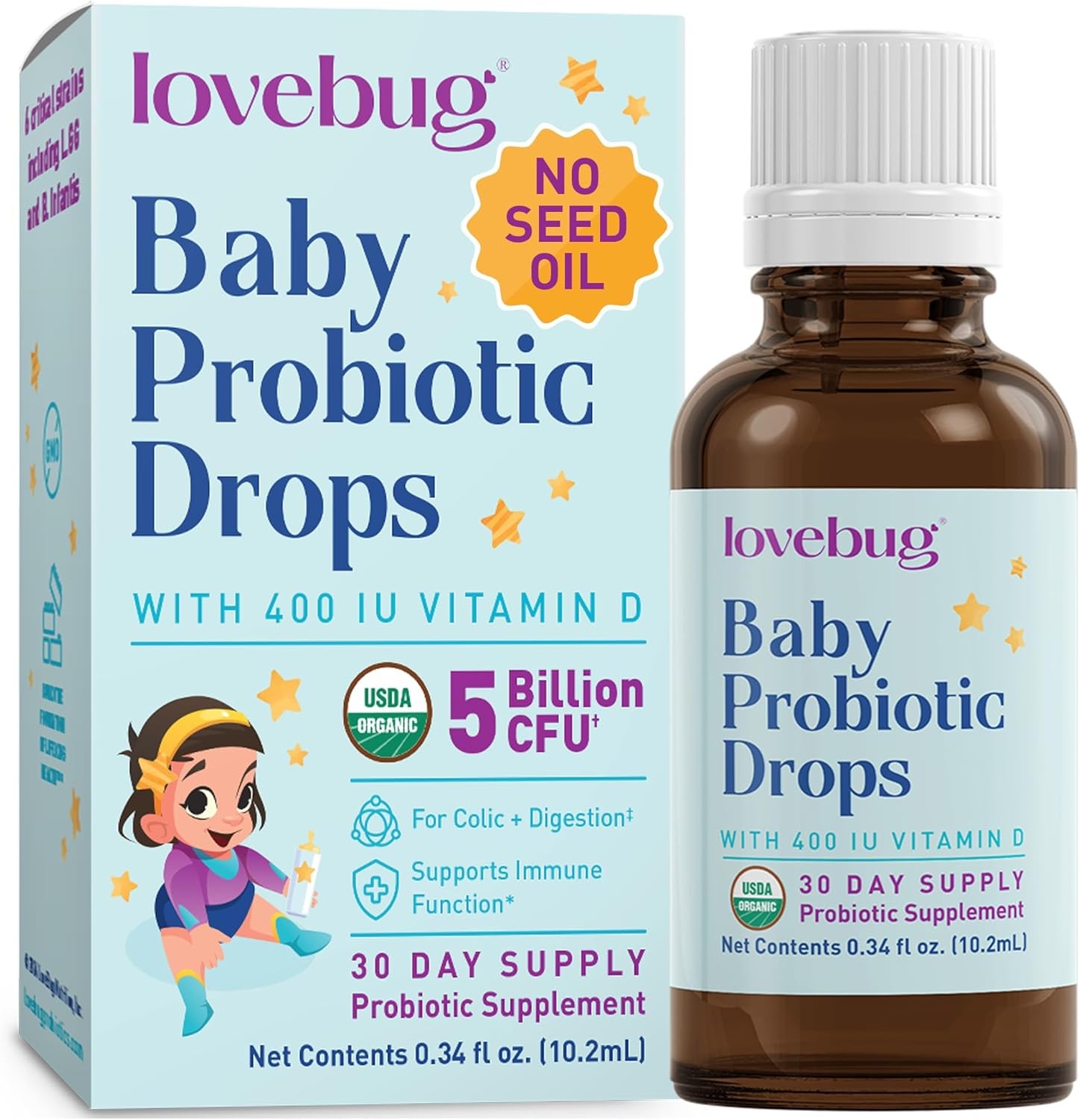 Lovebug Award Winning USDA Organic Probiotic for Infants & Babies ...