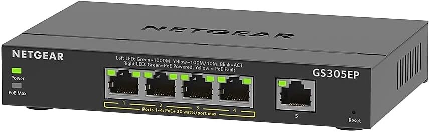 NETGEAR 5 Port PoE Gigabit Ethernet Easy Smart Managed Essentials ...