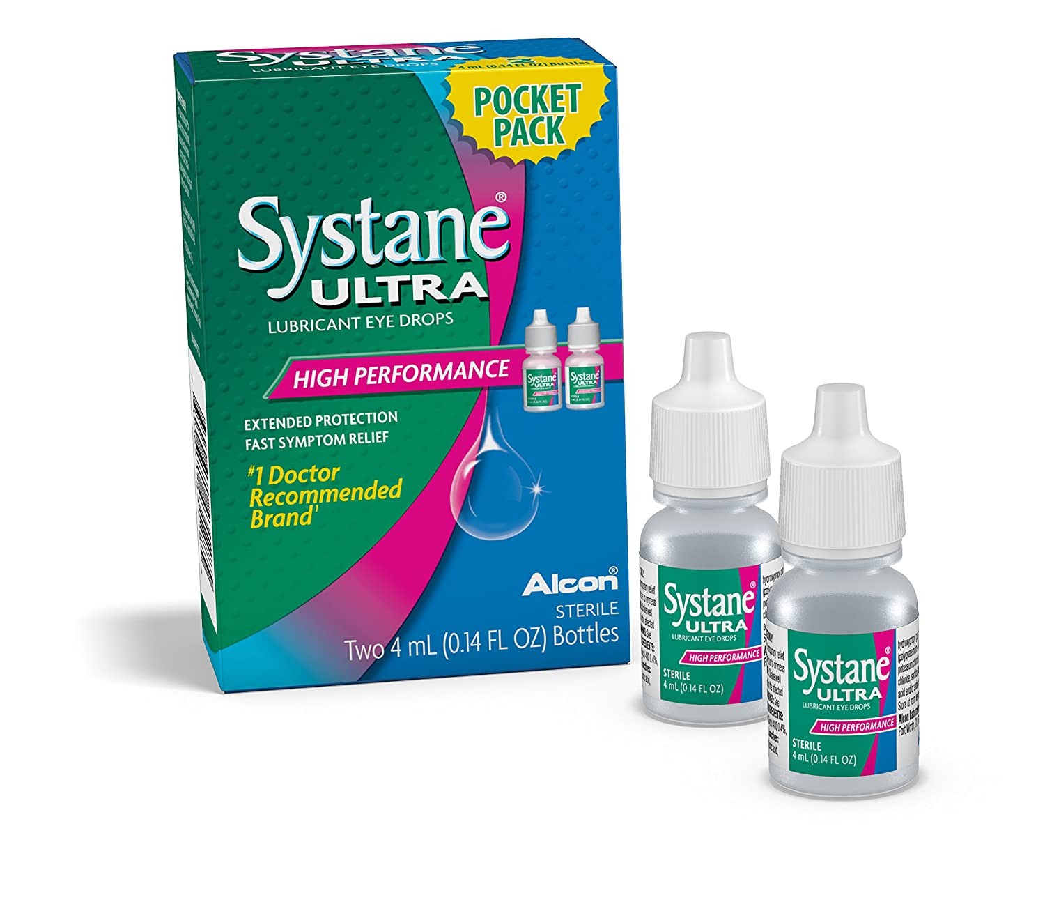 Systane Ultra Eye Drops Lubricant High Performance,Two 4ml bottles, 0. ...