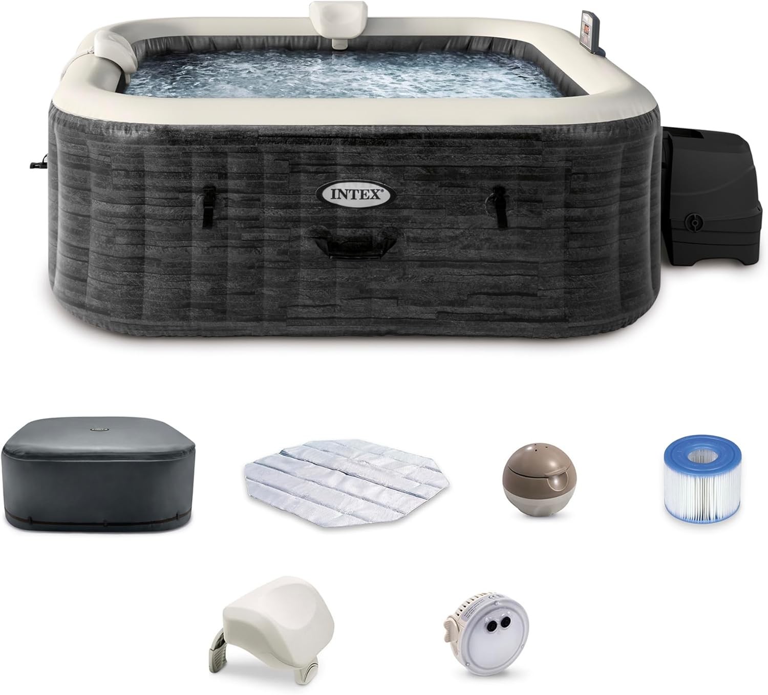 INTEX 28451EP PureSpa Greystone Deluxe Spa Set: Includes Energy ...