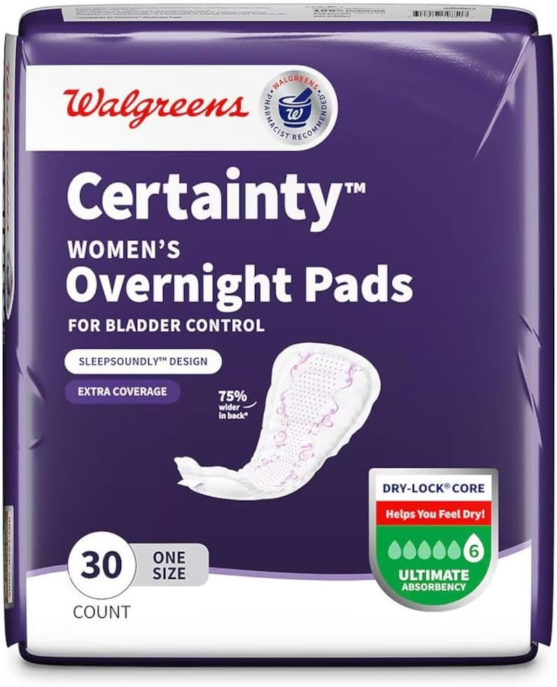 Walgreens Certainty Women's Overnight Bladder Control Pads, Ultimate ...