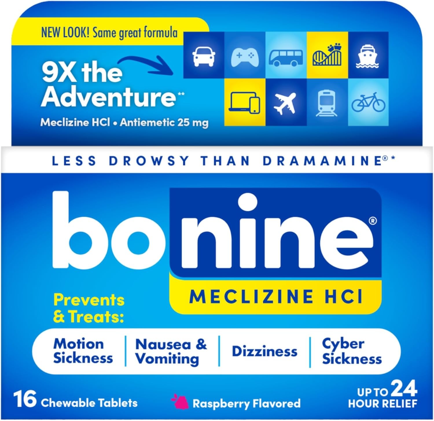 Bonine Non-Drowsy for Motion Sickness Relief, Sea Sickness, Car ...