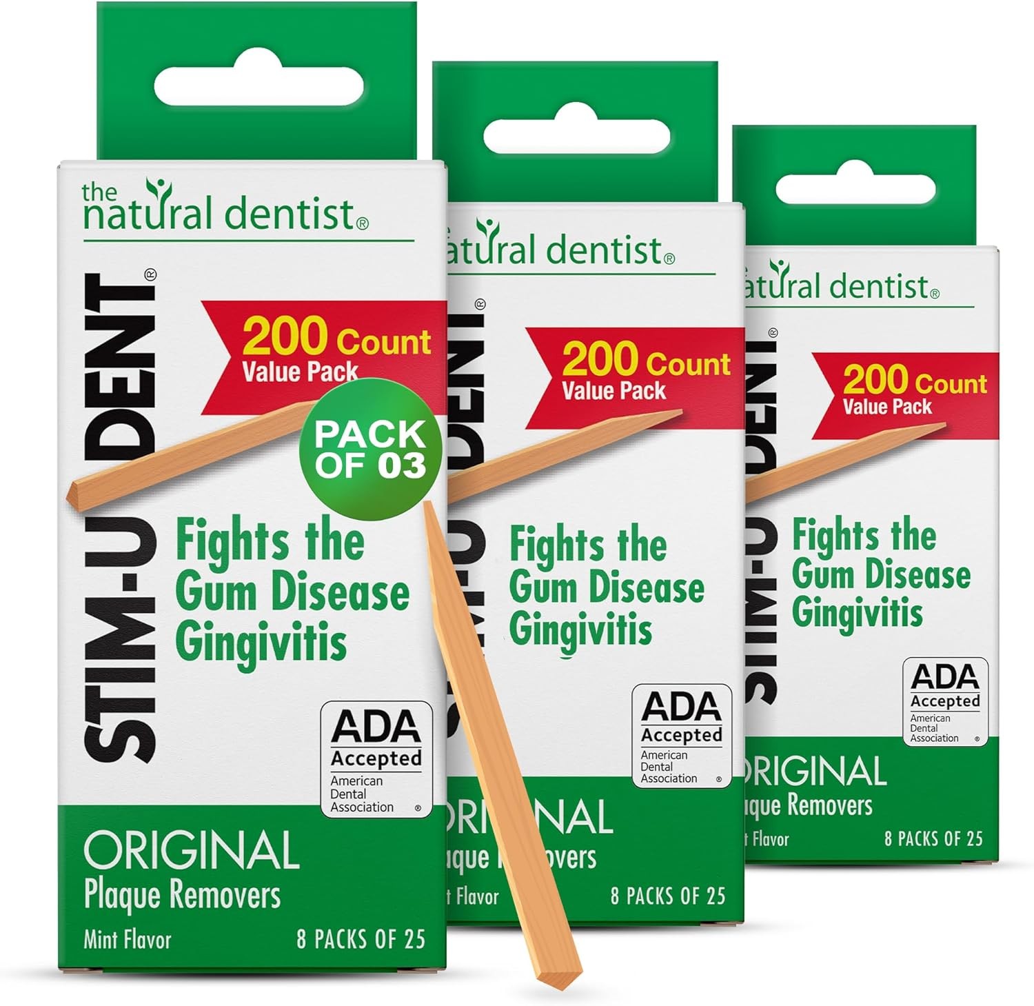 The Natural Dentist Stim-U-Dent Mint Dental Picks, Wooden Toothpicks ...