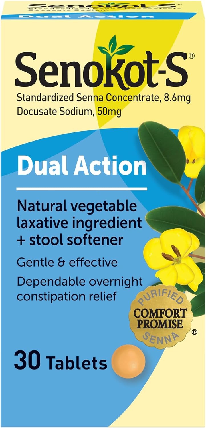 Senokot S Dual Action Natural Vegetable Laxative Ingredient Plus Stool ...
