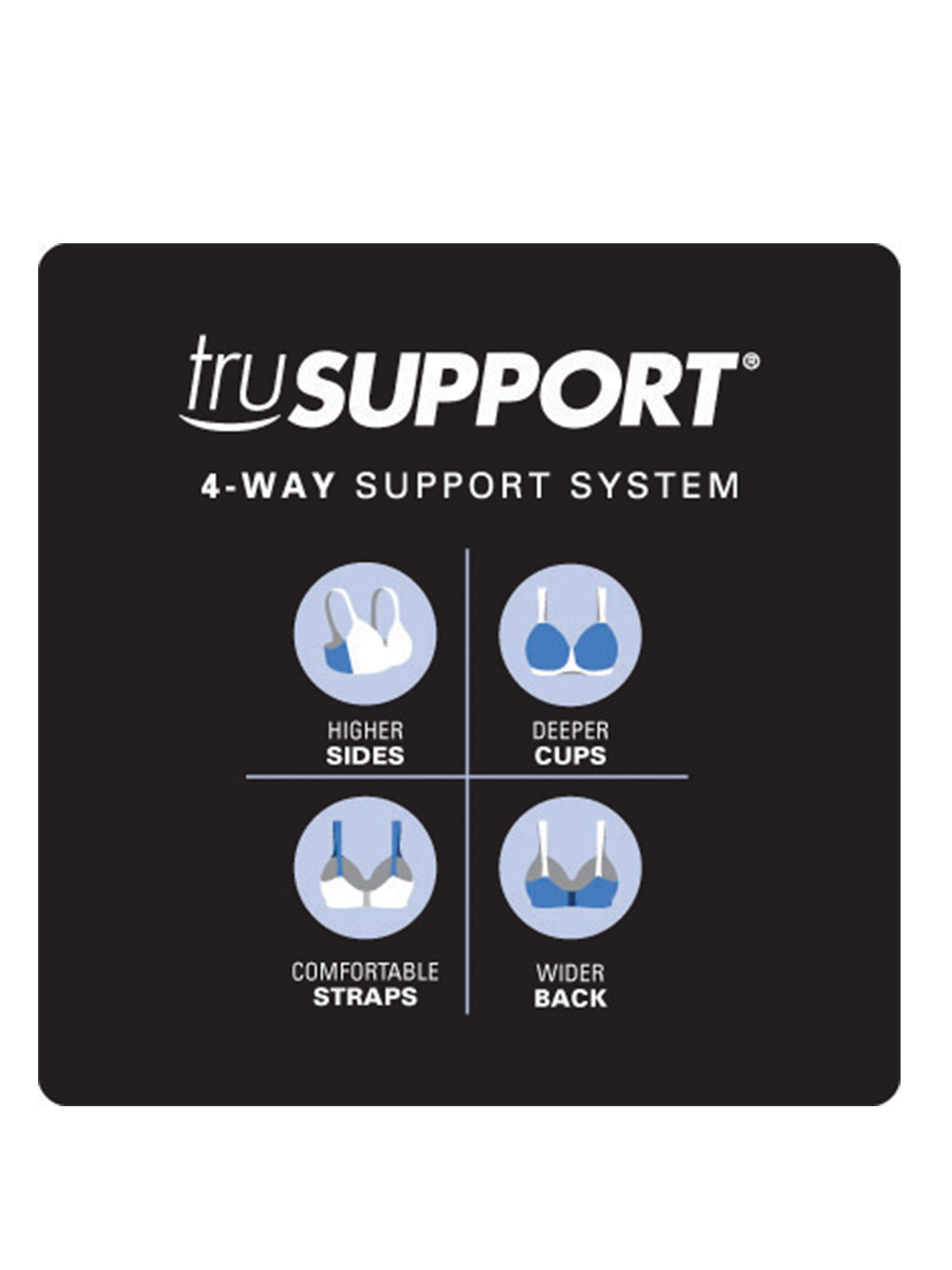 Playtex 18 Hour 4695 Front-Close Wirefree Bra with Flex Back Black ...