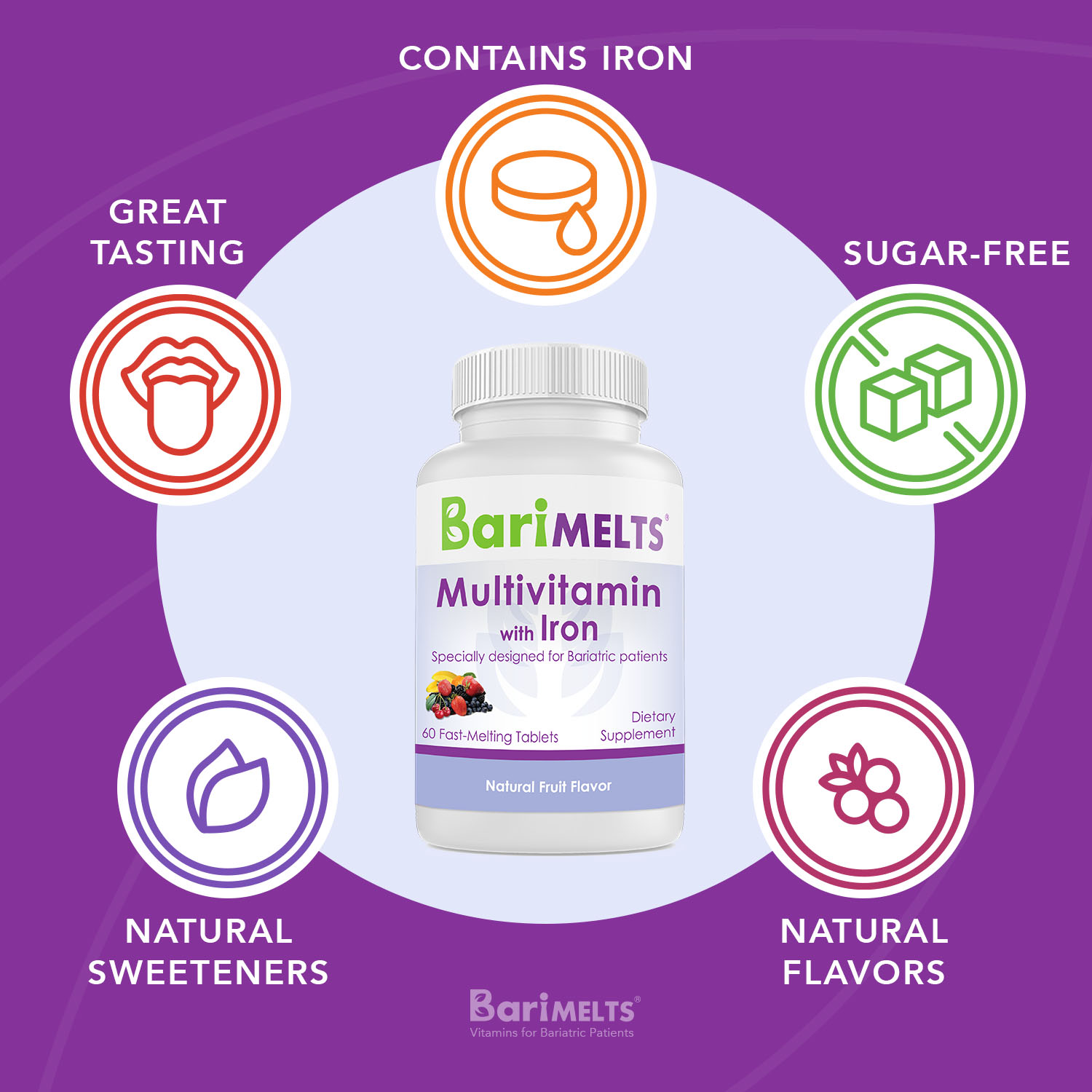 BariMelts Multivitamin with Iron, Dissolvable Bariatric Vitamins Best ...