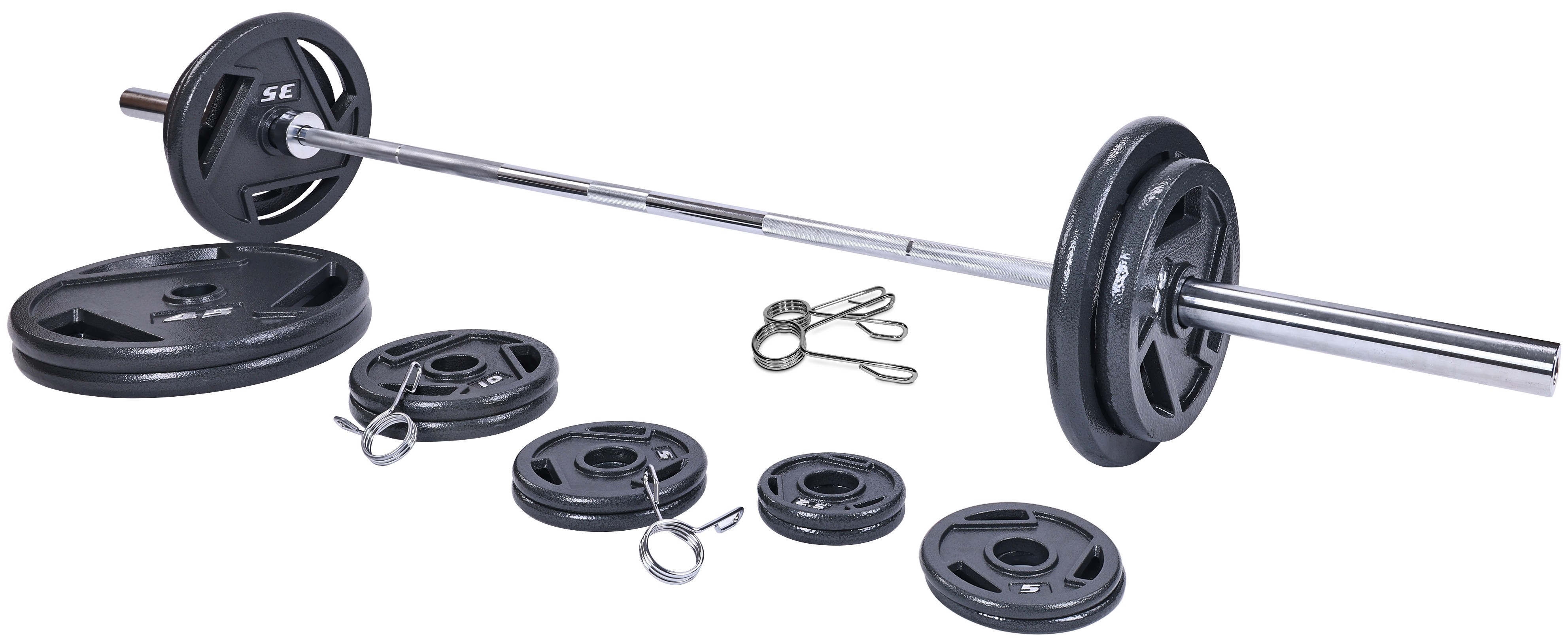 BalanceFrom Cast Iron Olympic Weight Including 7FT Olympic Barbell and ...