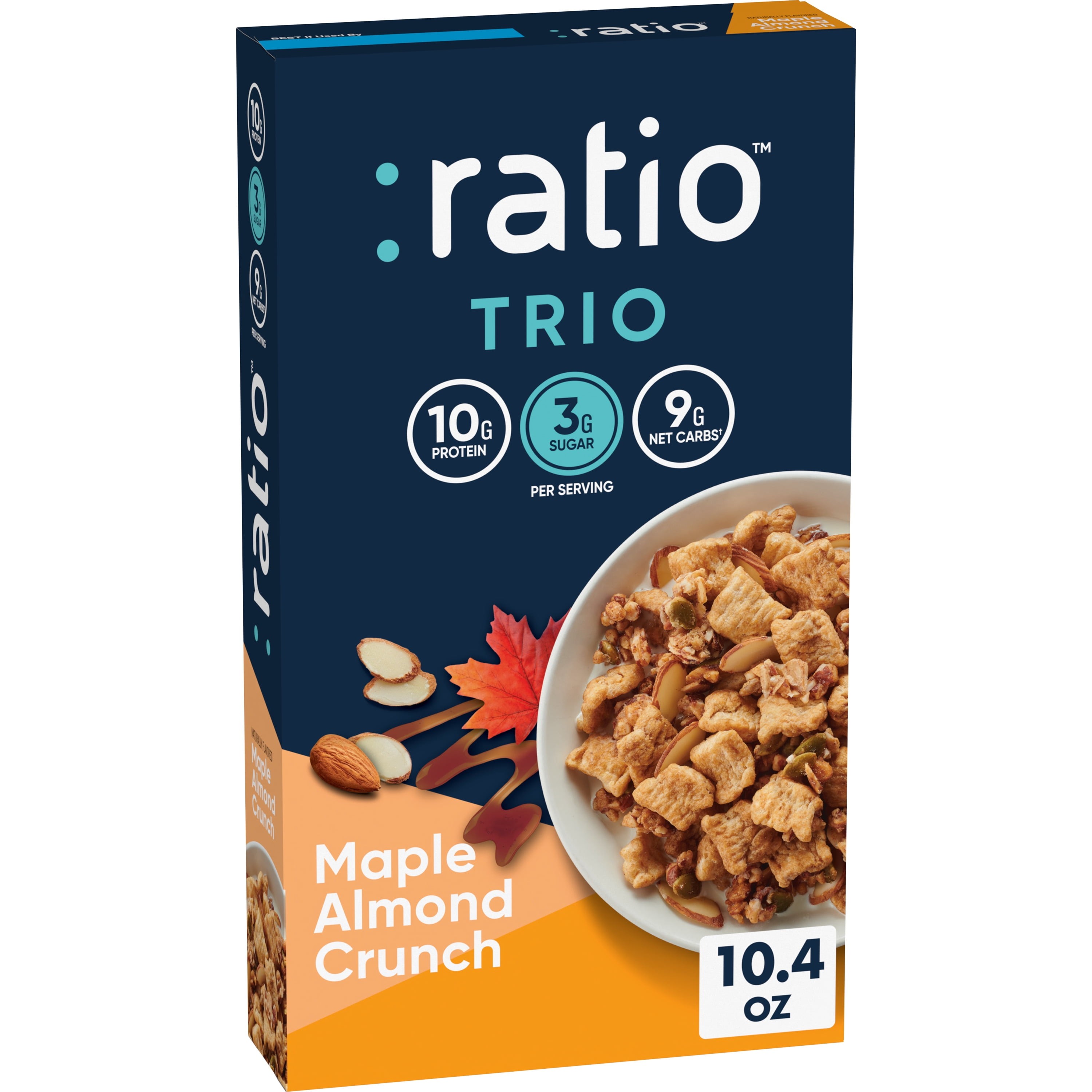 Ratio Trio Maple Almond Crunch Cereal, 10g Protein, Keto Friendly, 10.4 ...