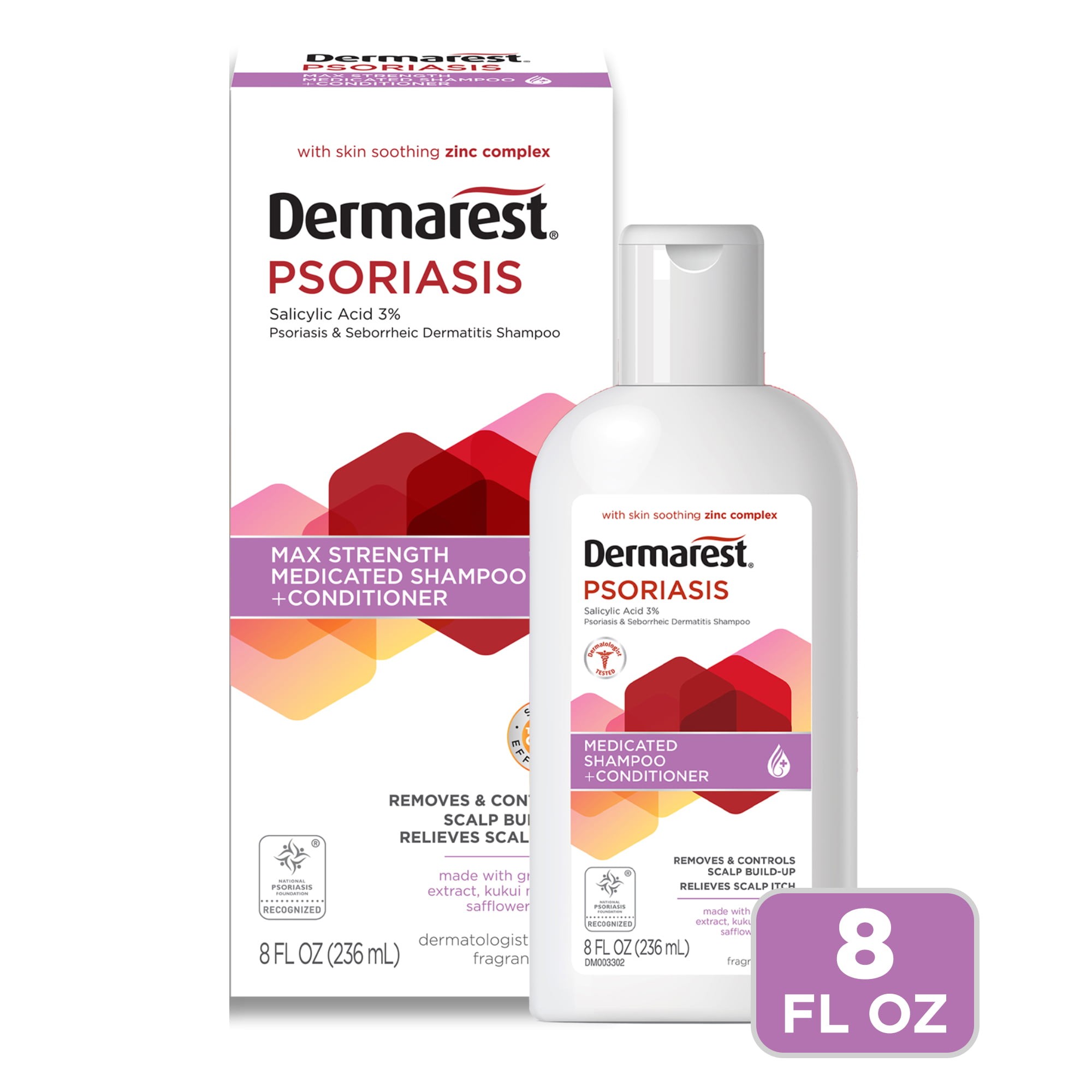 Dermarest Psoriasis Medicated Shampoo Plus Conditioner, 8 FL OZ Best ...