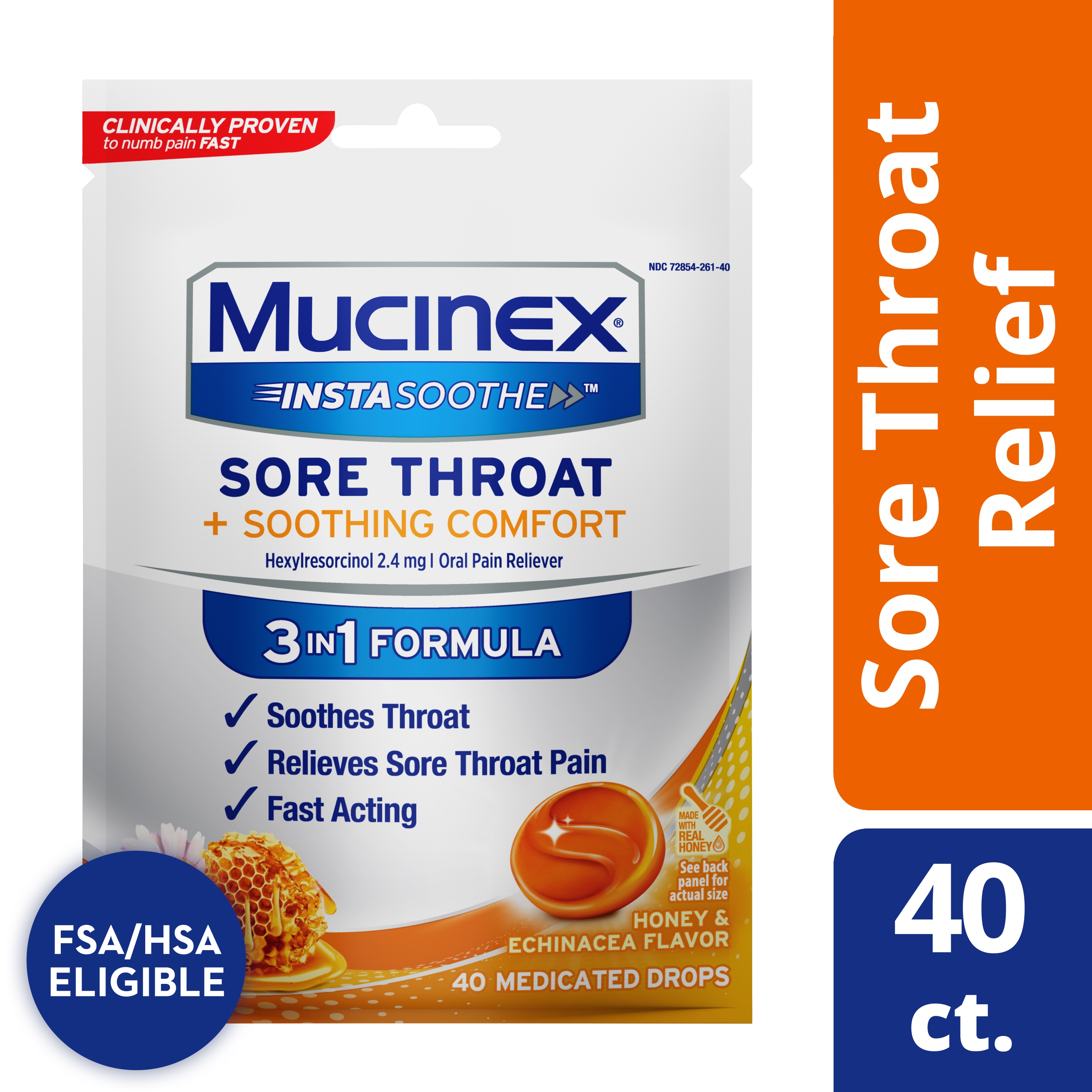 Mucinex InstaSoothe Sore Throat + Soothing Comfort Honey & Echinacea ...
