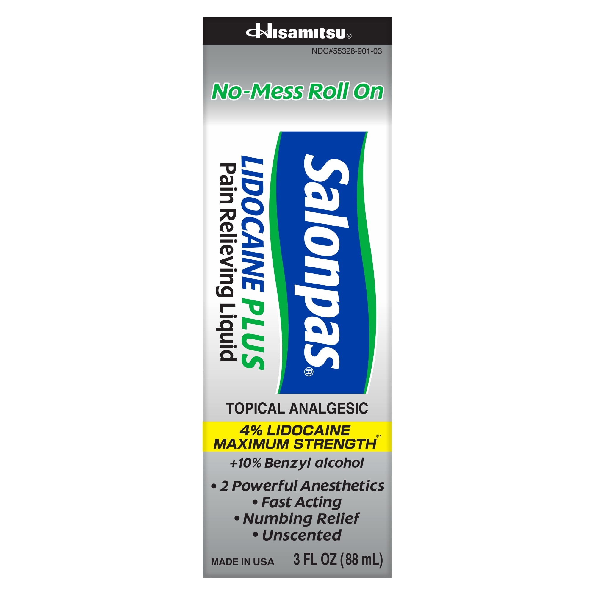 Salonpas Maximum Strength Lidocaine 4% Pain Relief Roll-on, 3oz Best ...