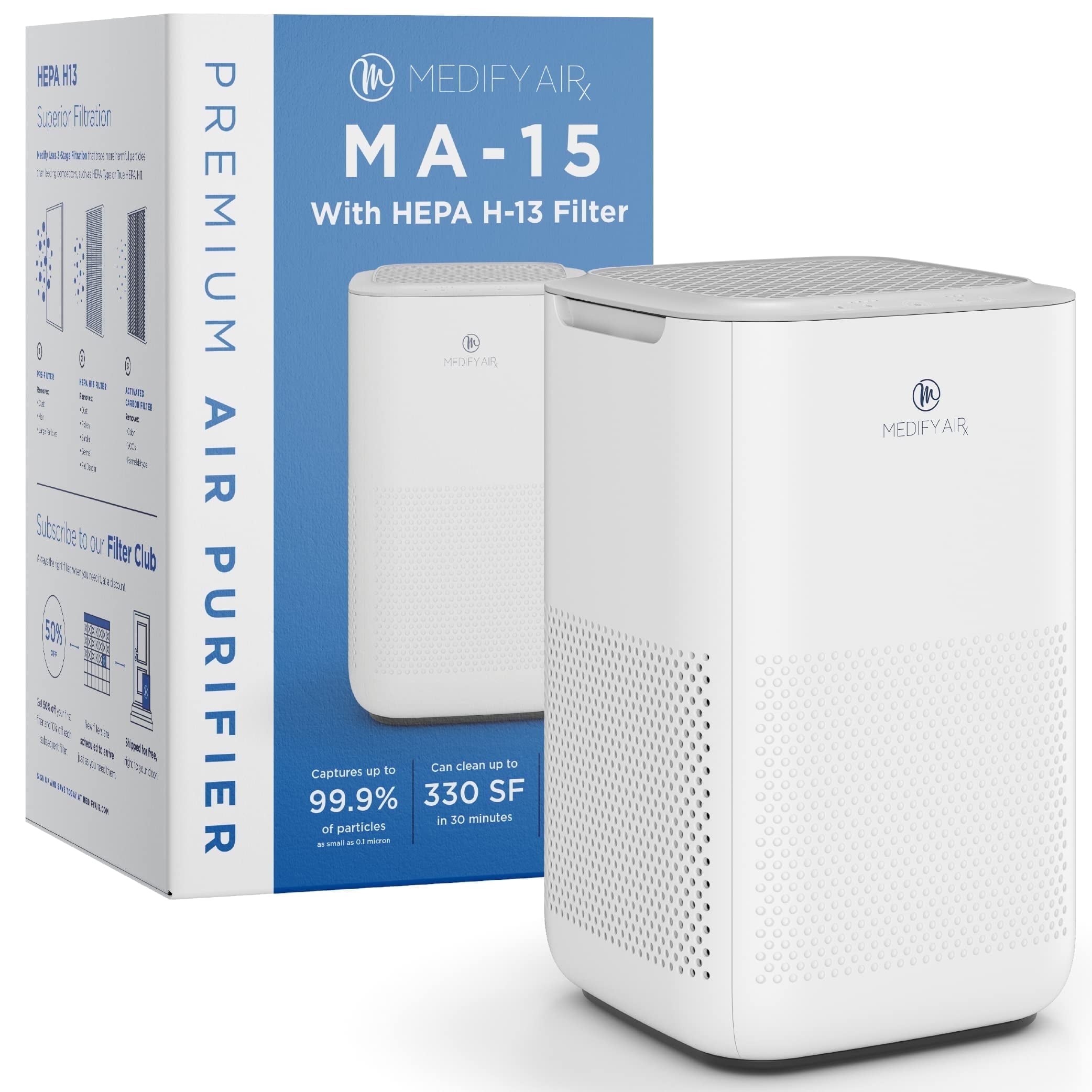Medify Air White MA-15 Air Purifier with HEPA Filters I Smoke Dust ...