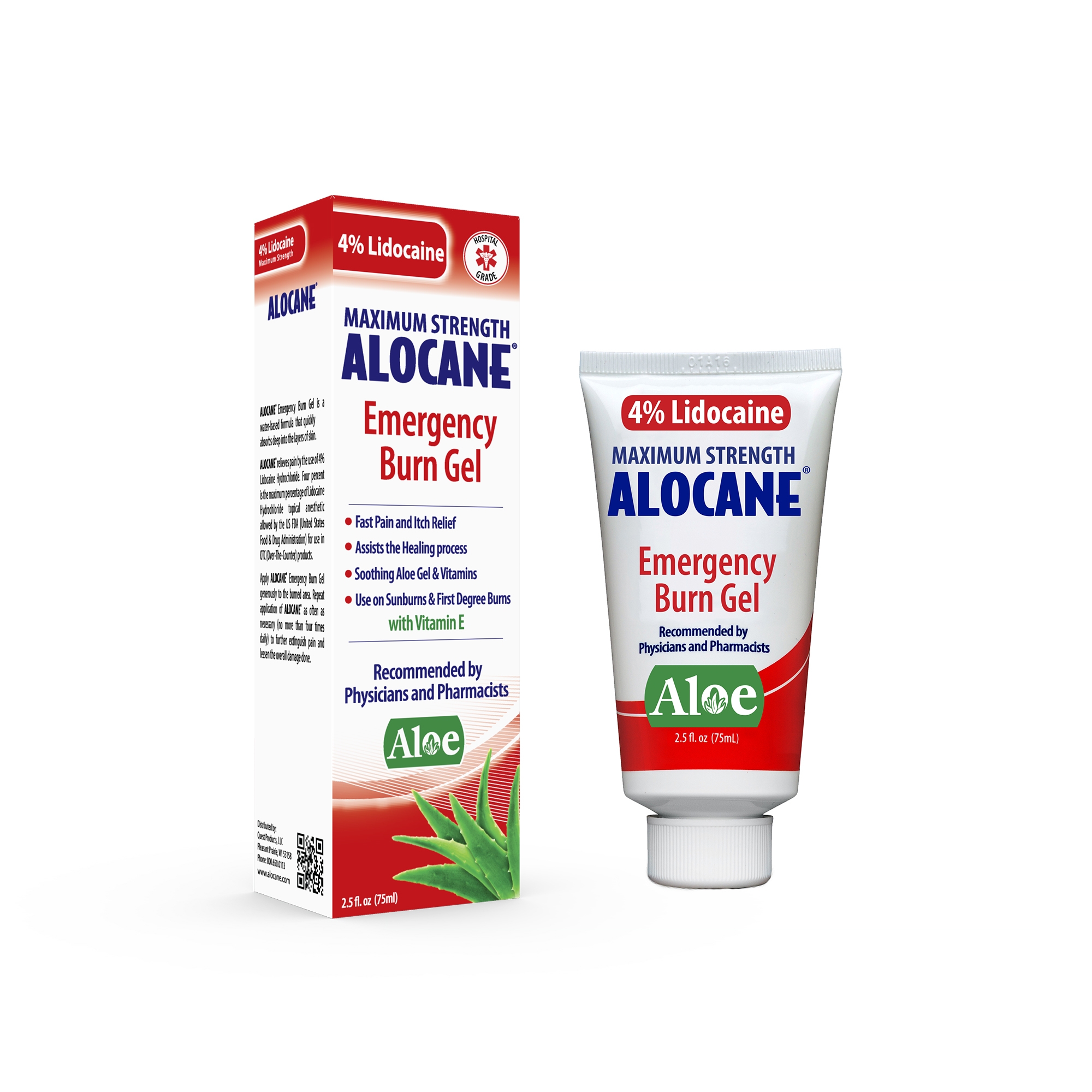 ALOCANE Emergency Burn Gel, 4% Lidocaine Max Strength Fast Pain Itch ...