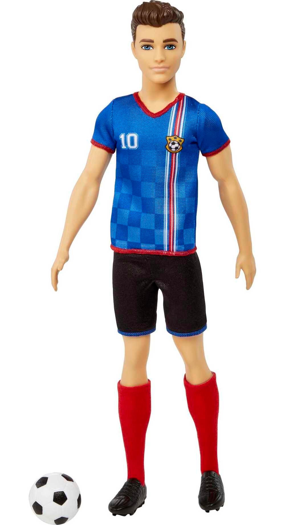 Barbie Soccer Ken Doll Dressed in Cleats, Colorful #10 Uniform & Tall ...