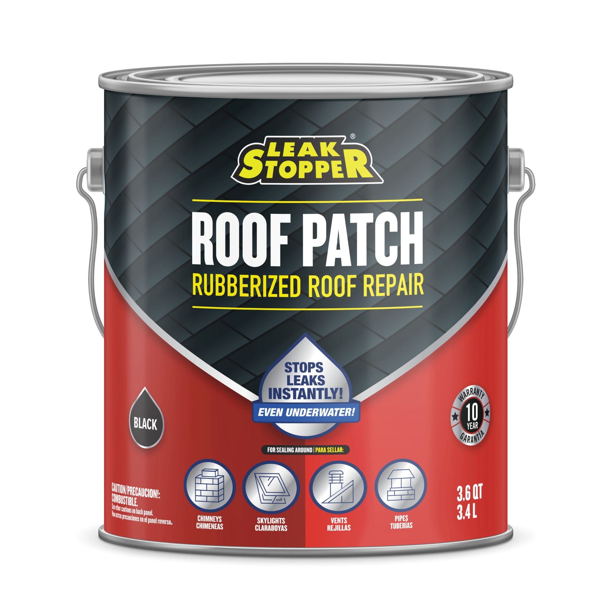 Leak Stopper 1 Gallon Black Rubberized Roof Patch for Roof Patching and ...