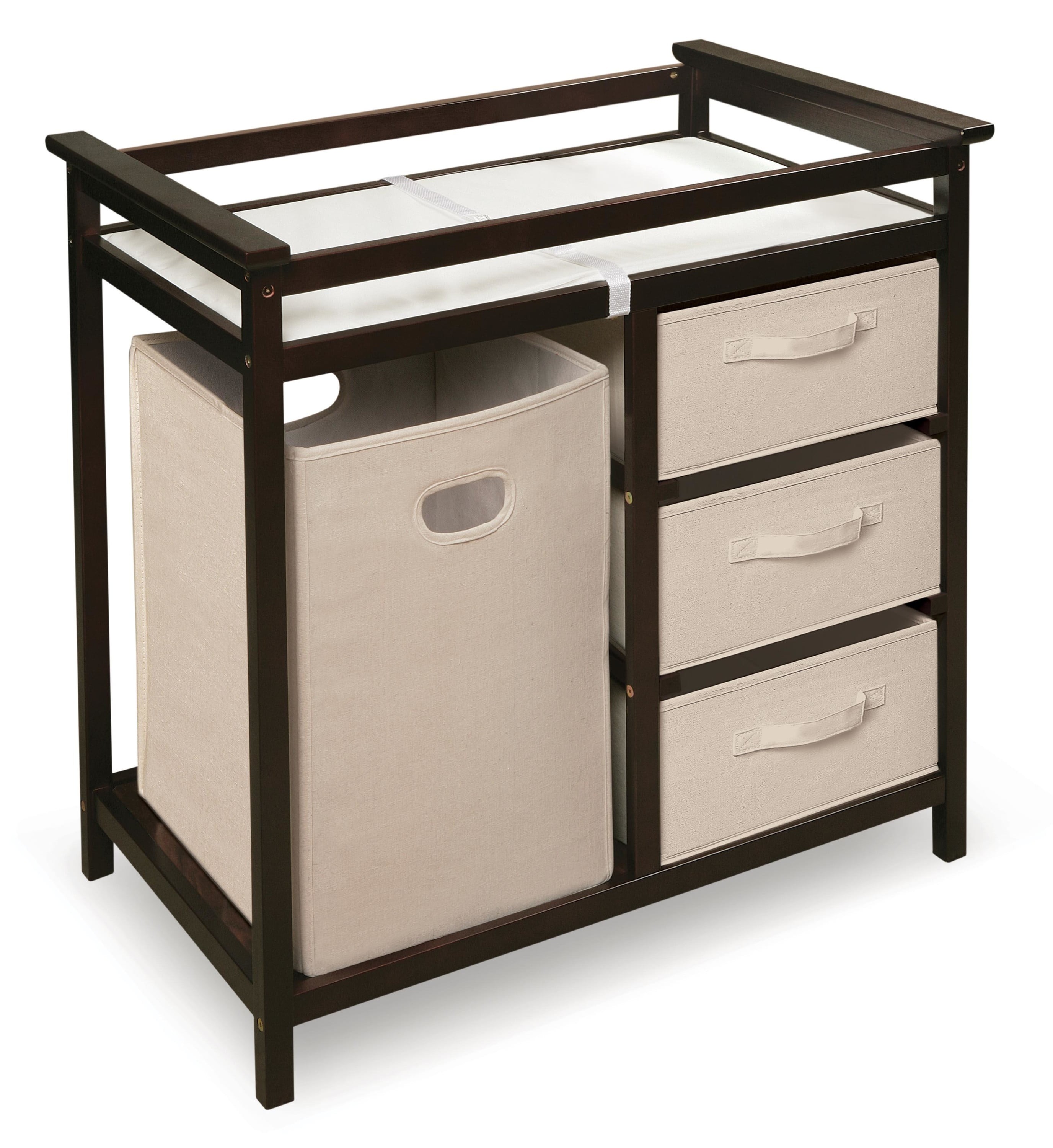 Badger Basket Modern Baby Changing Table with Hamper and 3 Baskets ...
