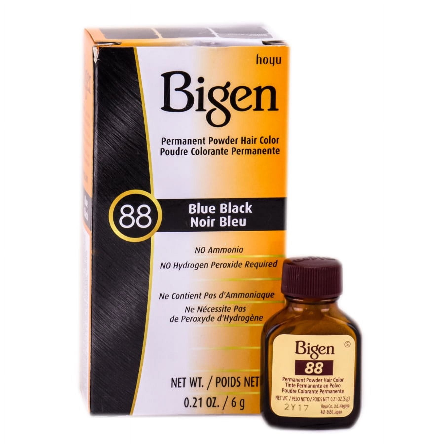 Bigen Permanent Powder Hair Color, 88 Blue Black, 0.21 oz., Female Best ...