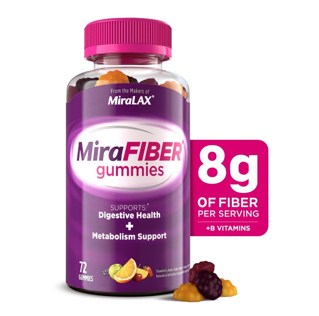 MiraFIBER Gummies, 8g Prebiotic Fiber and Metabolism Support, 72 Count ...