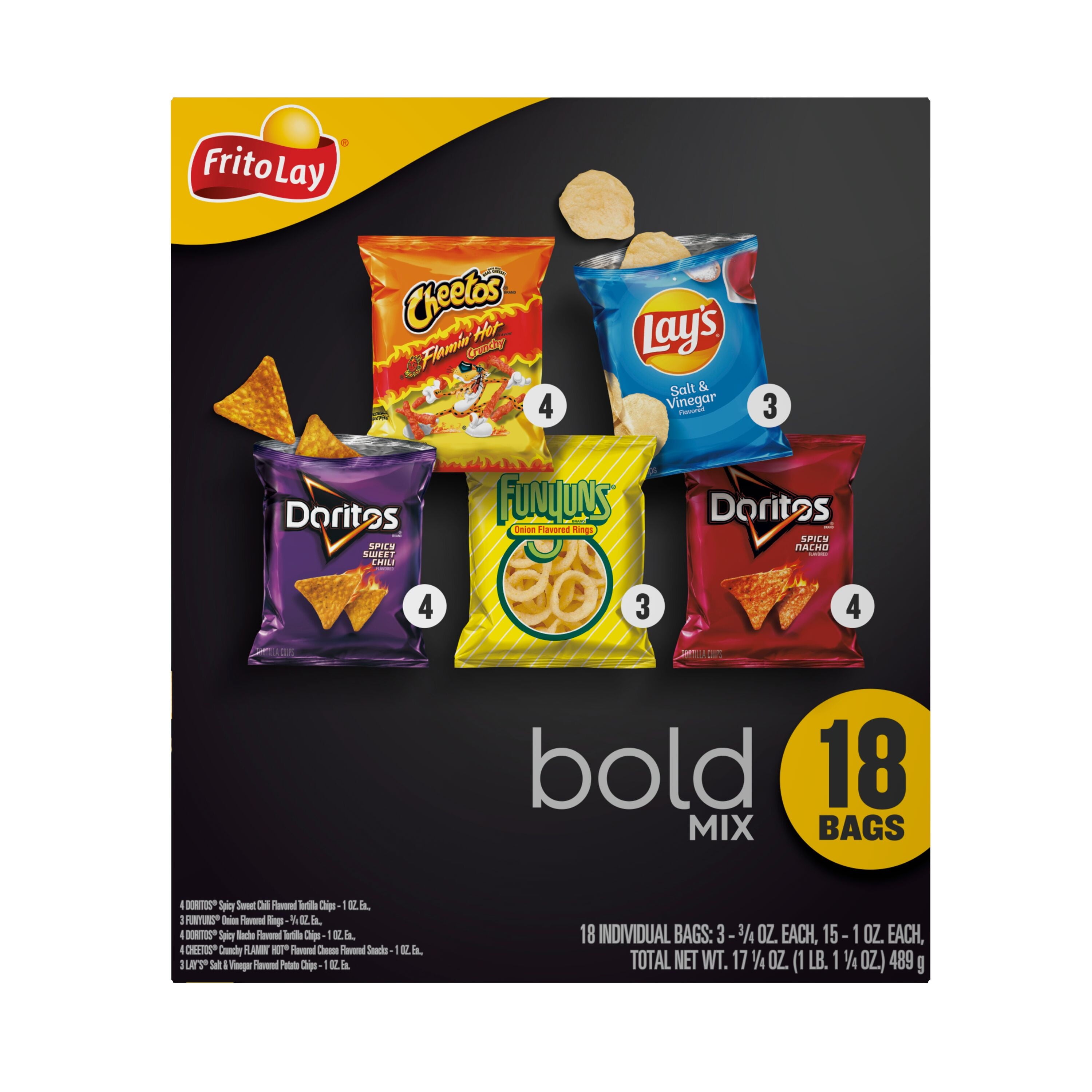 Frito-Lay Bold Mix Variety Pack Snack Chips, 18 Count Multipack Best ...