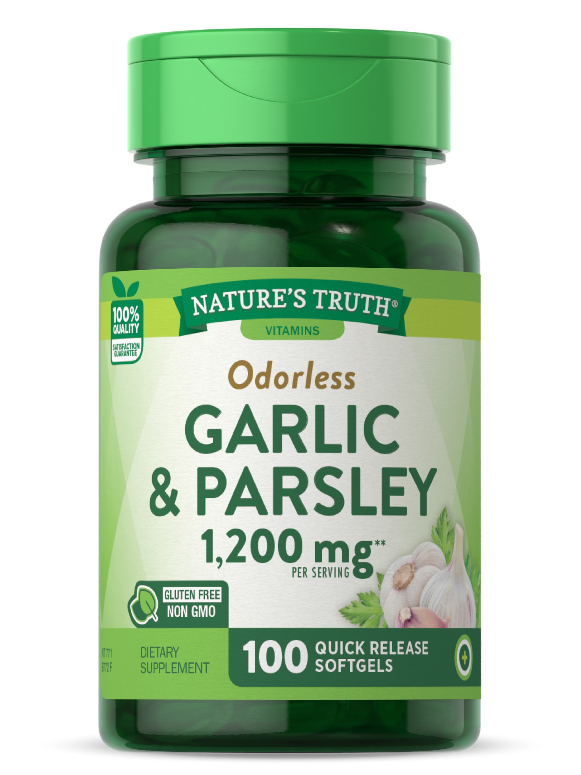 Odorless Garlic and Parsley | 1200mg | 100 Softgel Capsules | Non-GMO ...