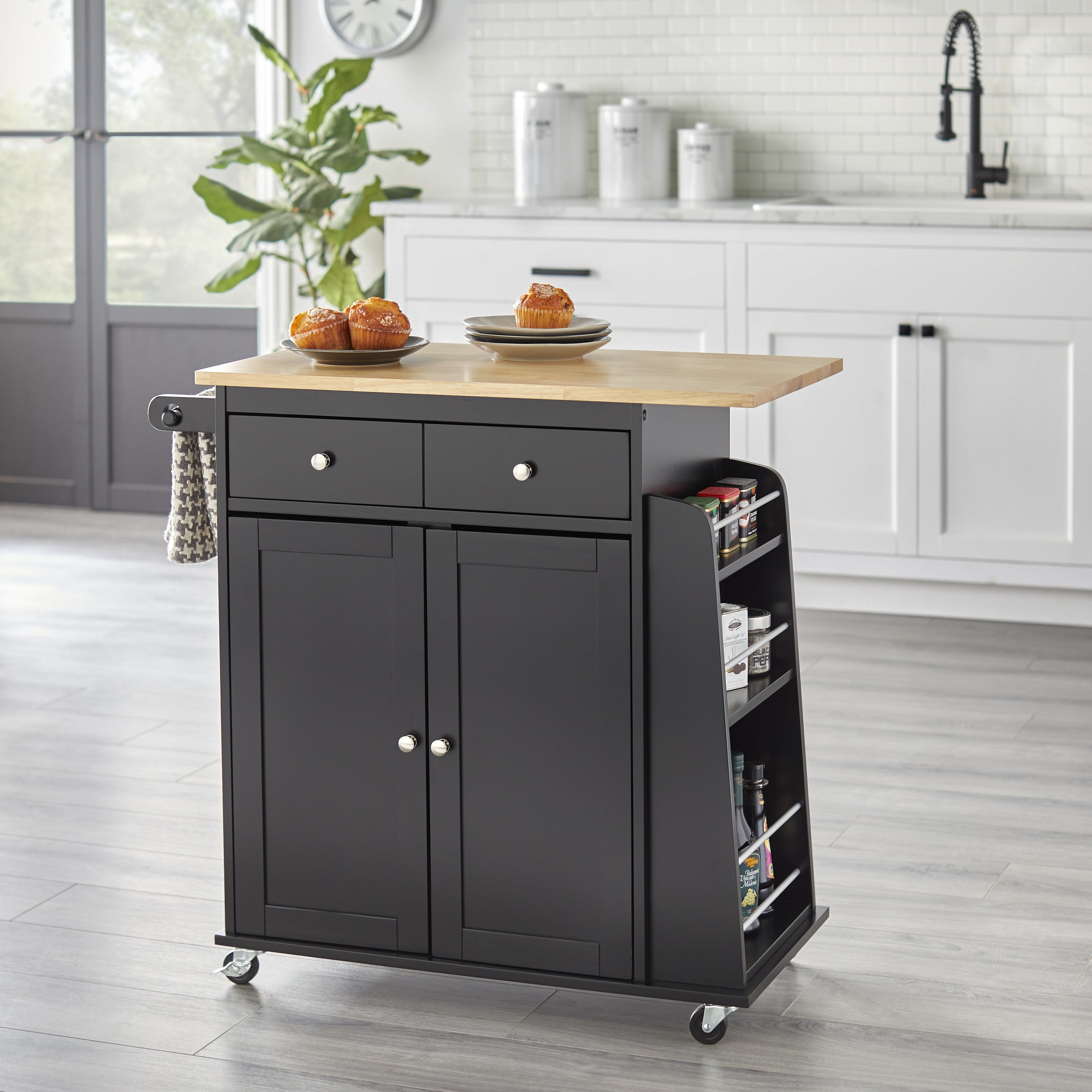 TMS Sonoma Buther Block Rolling Kitchen Cart with Adjustable Shelves ...