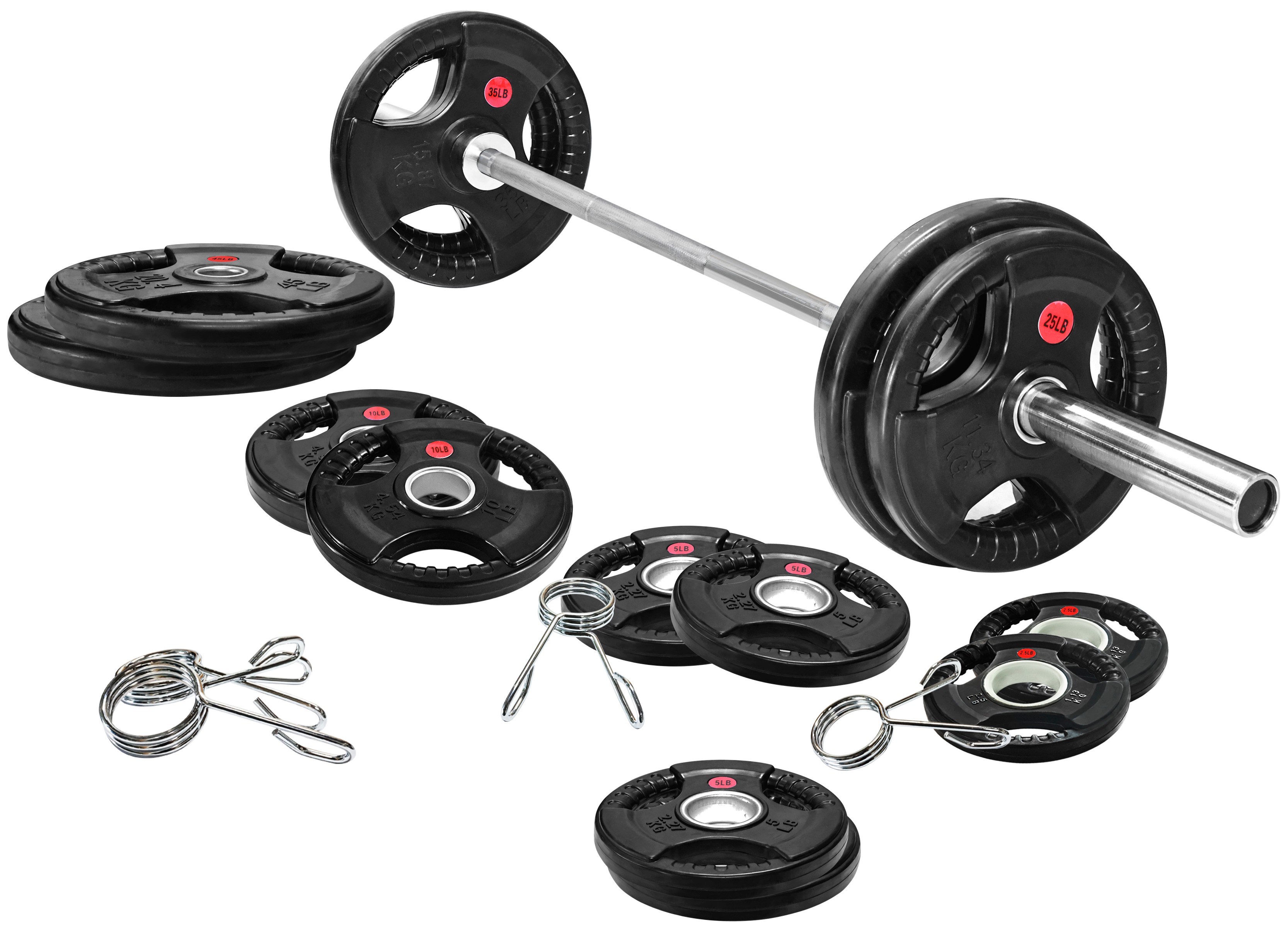 BalanceFrom Cast Iron Olympic Weight Including 7FT Olympic Barbell and ...