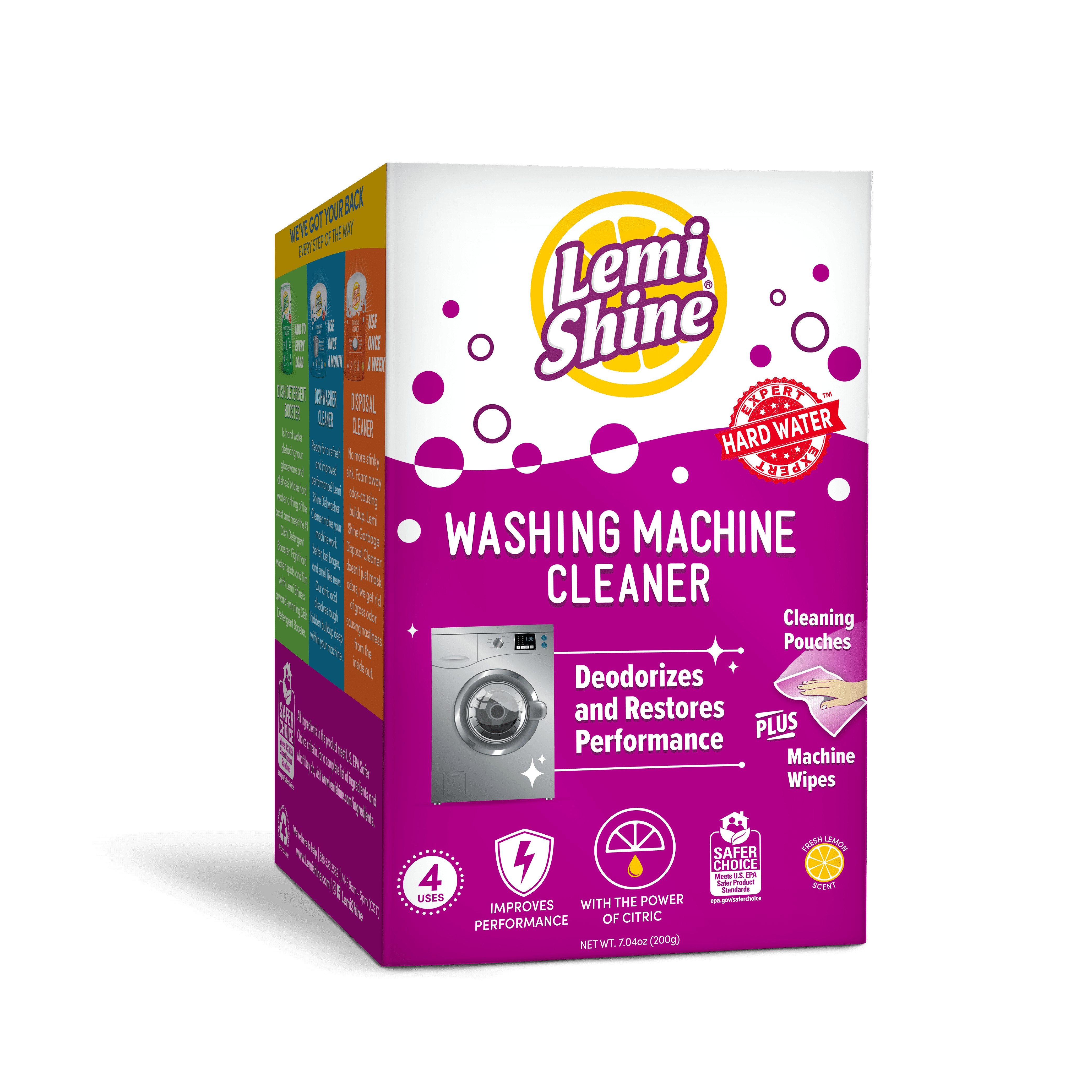 Lemi Shine Washing Machine Cleaner, Removes Build-up and Deodorizes, 4 ...