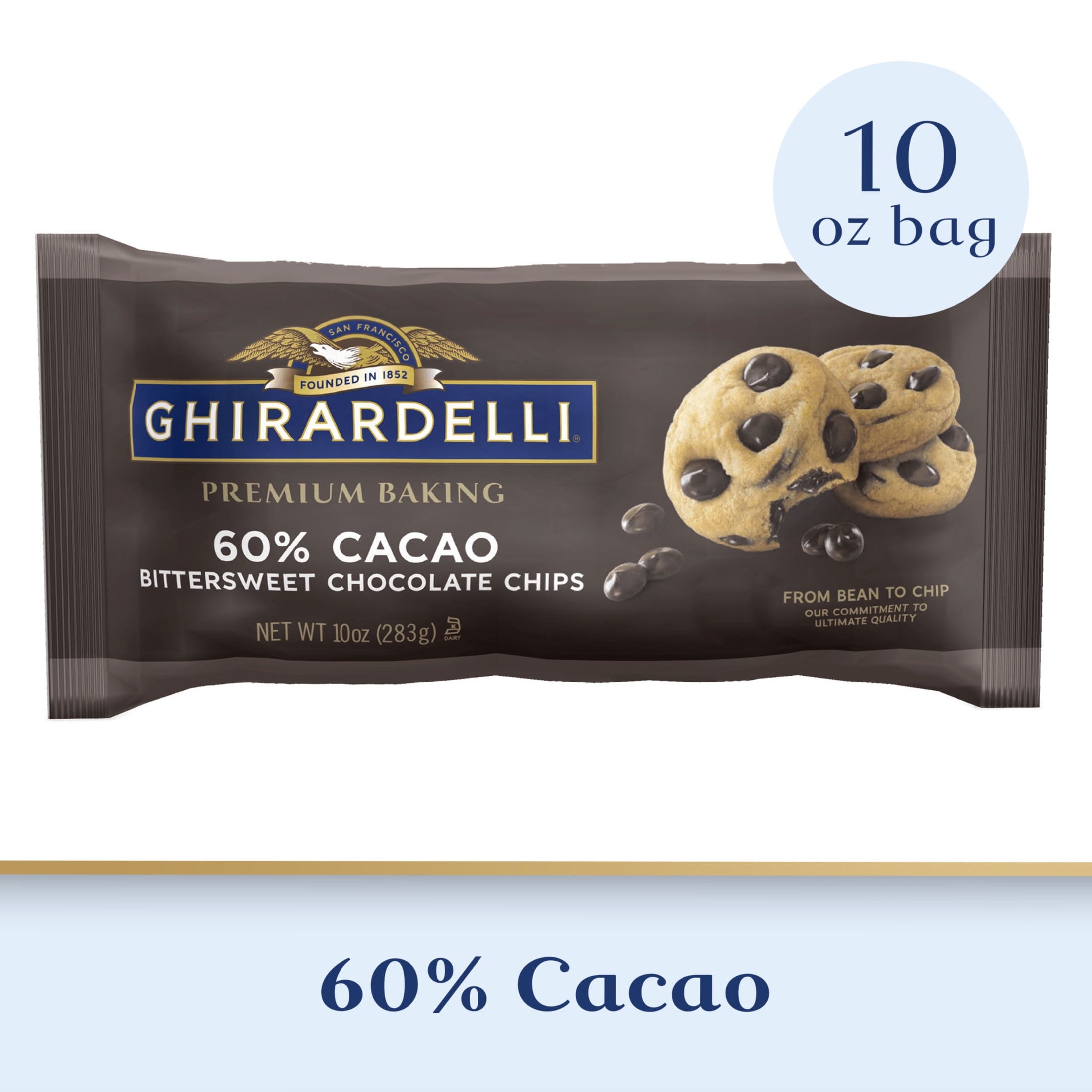 GHIRARDELLI 60% Cacao Bittersweet Chocolate Premium Baking Chips, 10 oz ...