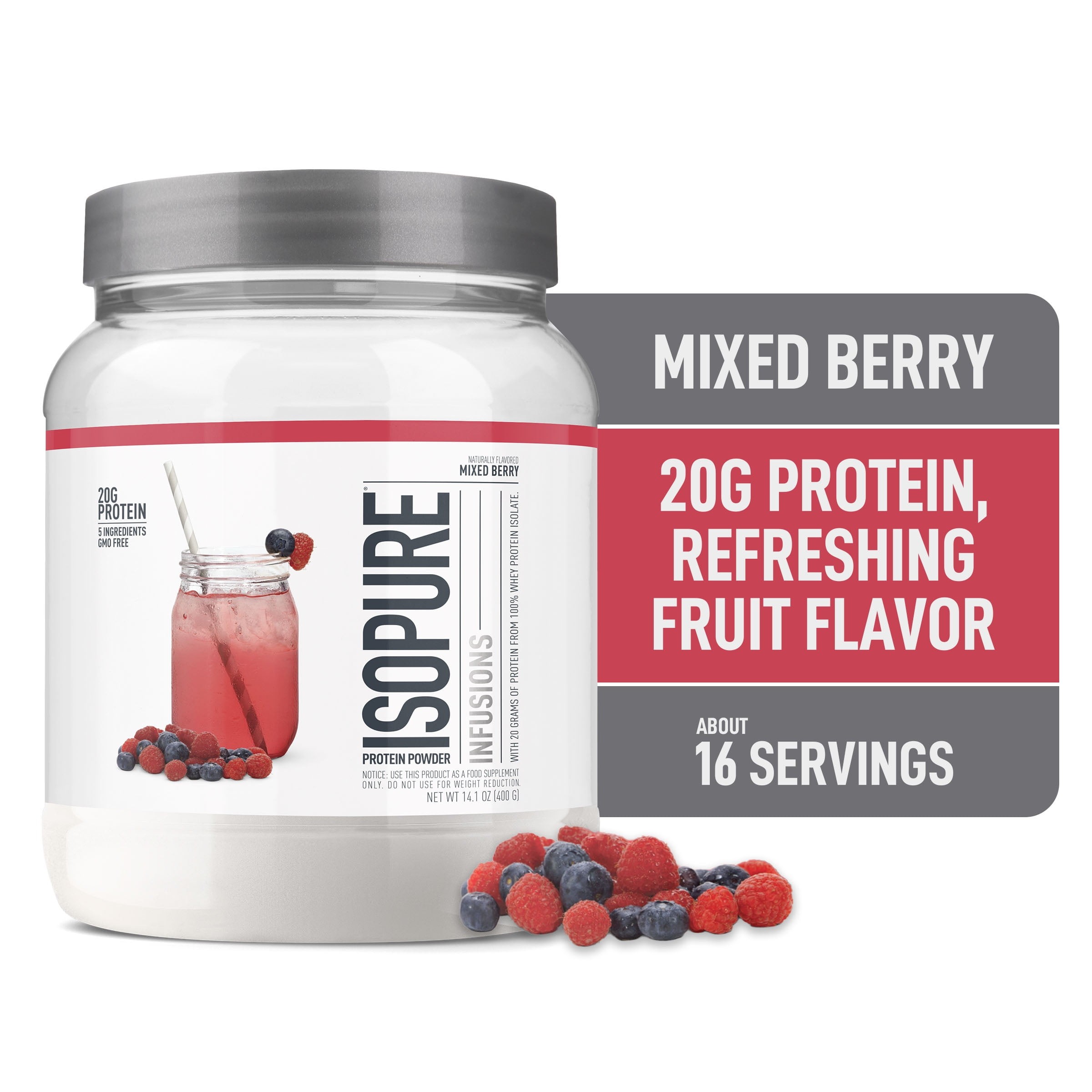Isopure, Infusions 100% Whey Protein Isolate, Mixed Berry, 16 Servings ...