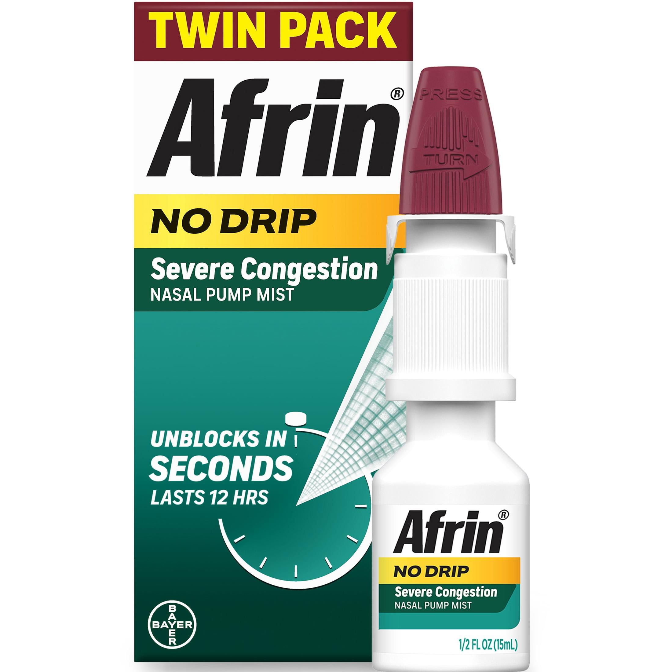 Afrin No Drip Severe Congestion Pump Mist Nasal Spray, 2-15 mL Bottles Best Deals and Price ...