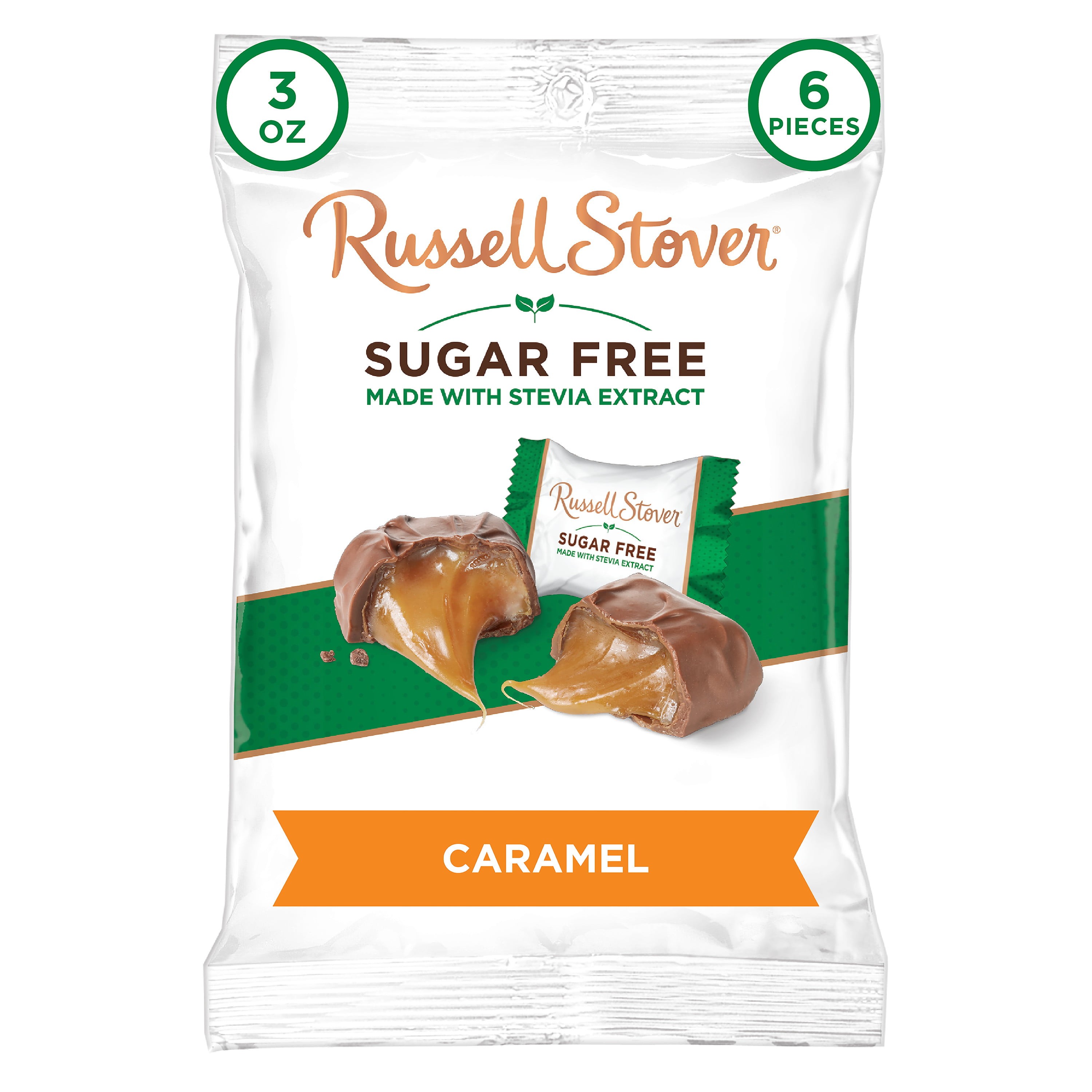 RUSSELL STOVER Sugar Free Caramel Chocolate Candy, 3 oz. bag (≈ 6 ...