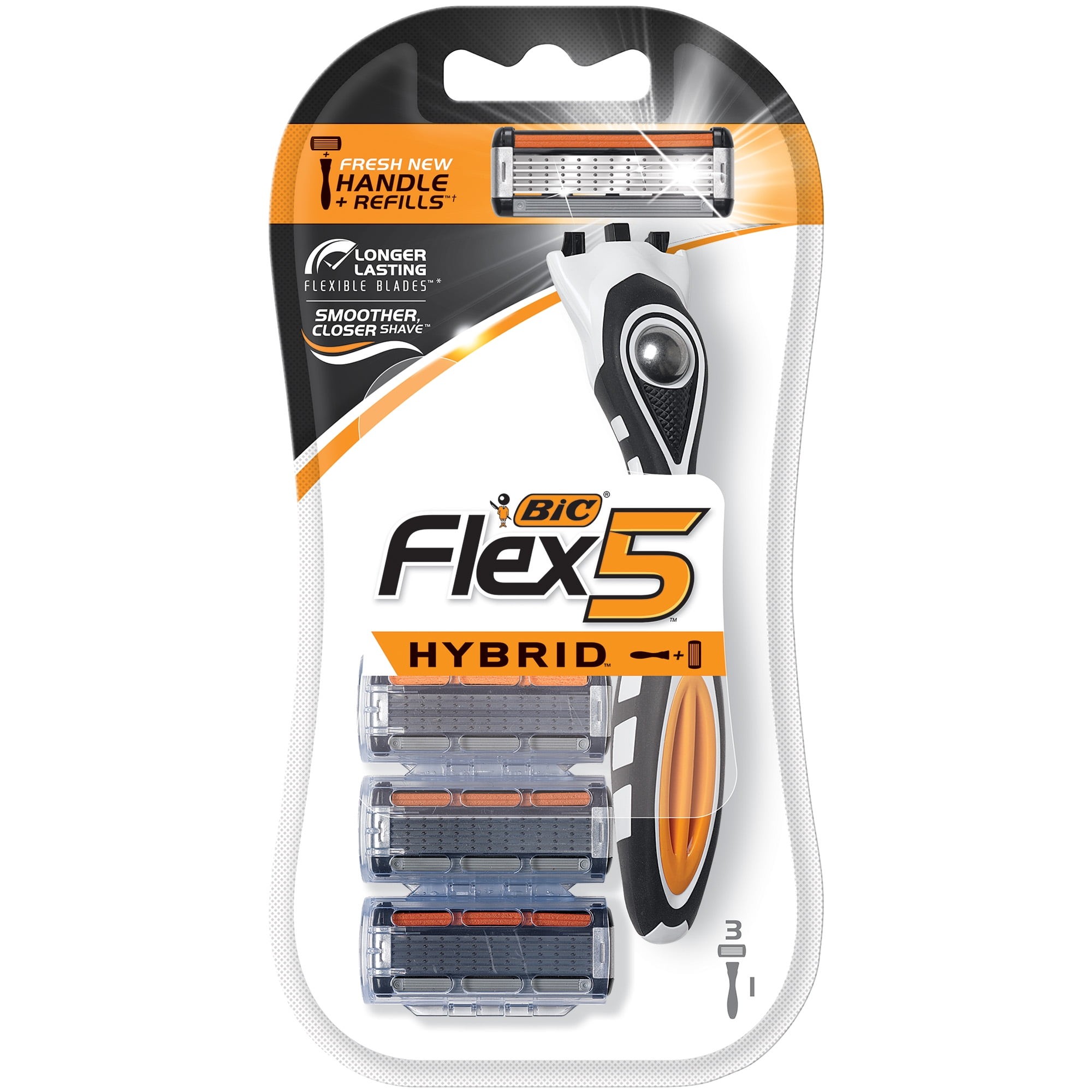 BIC Flex 5 Refillable Razors for Men, 5 Blade Razors, 1 Handle and 3 ...