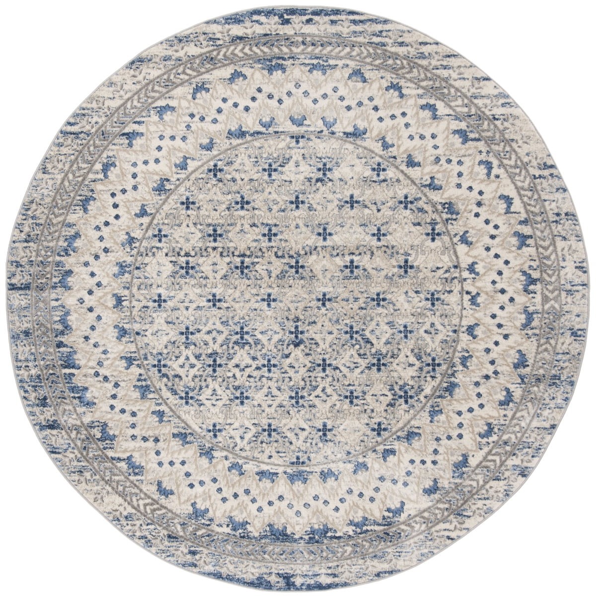 SAFAVIEH Brentwood Dory Geometric Area Rug Light Grey Blue 4 x 4 Round ...