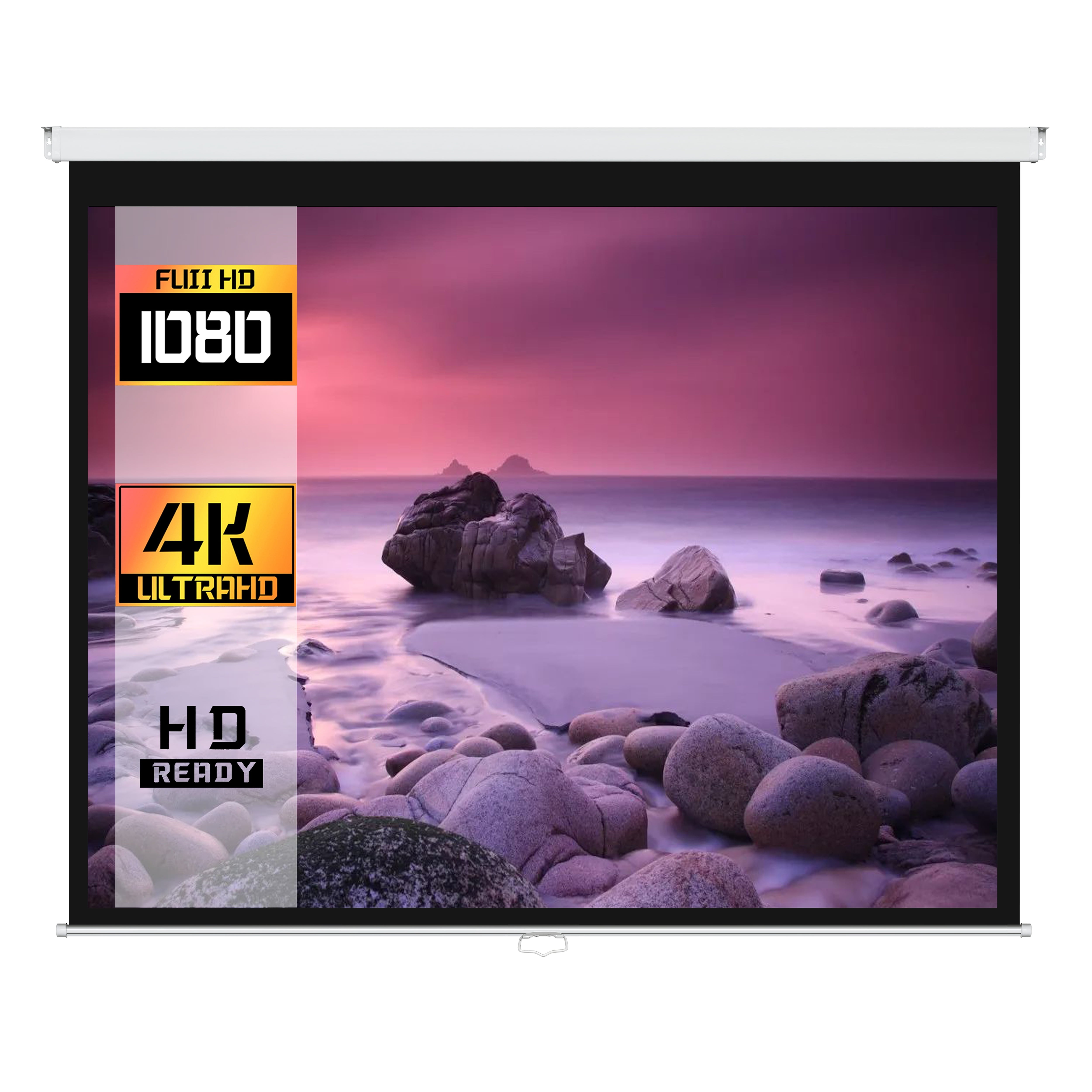 ProHT Projection Screens Manual Type, 100-INCH 16:10, Manual Pull Down Projector Screen 4K / 8K ...