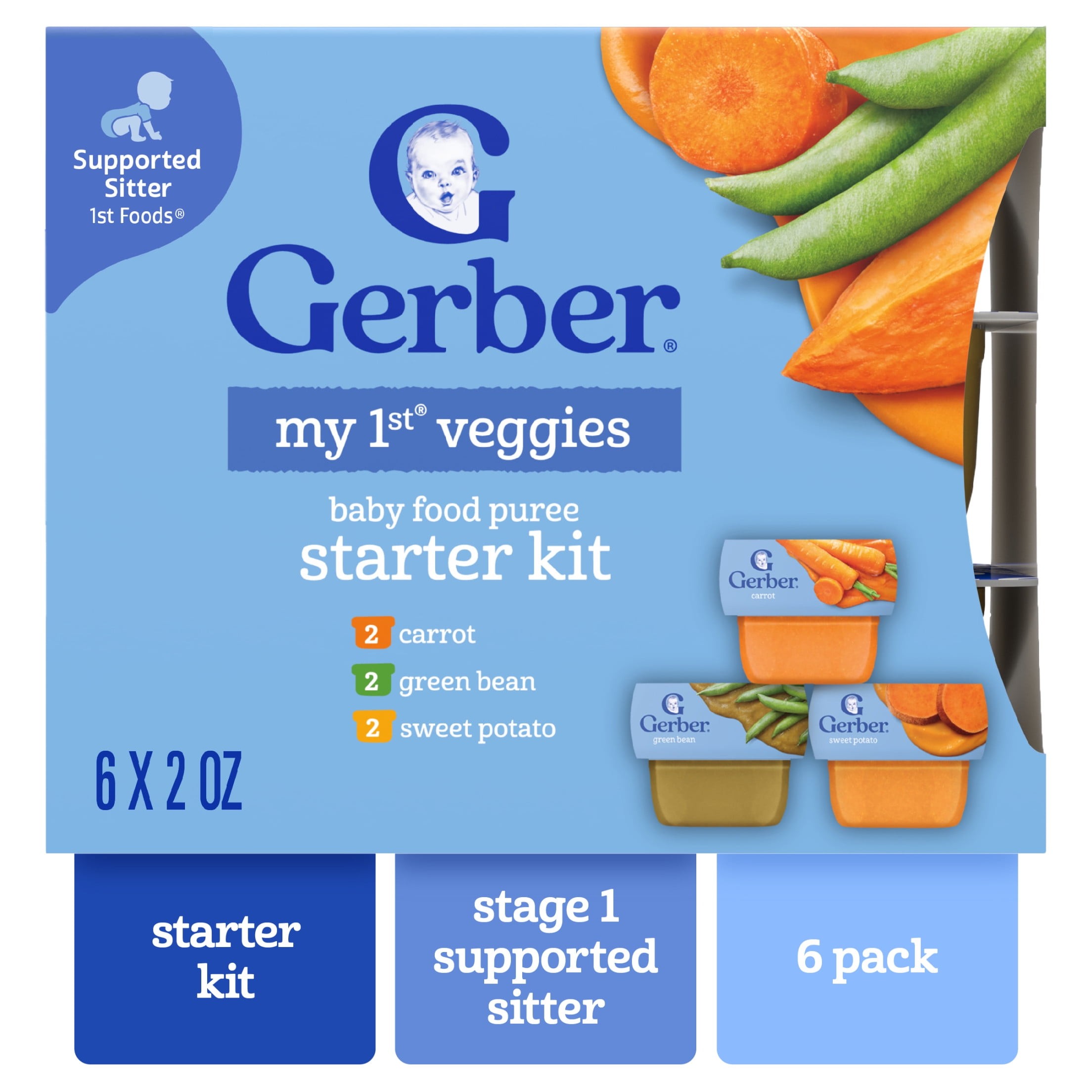 Gerber My 1st Veggies Starter Kit, Baby Food Puree, 2 oz Tubs, Variety ...