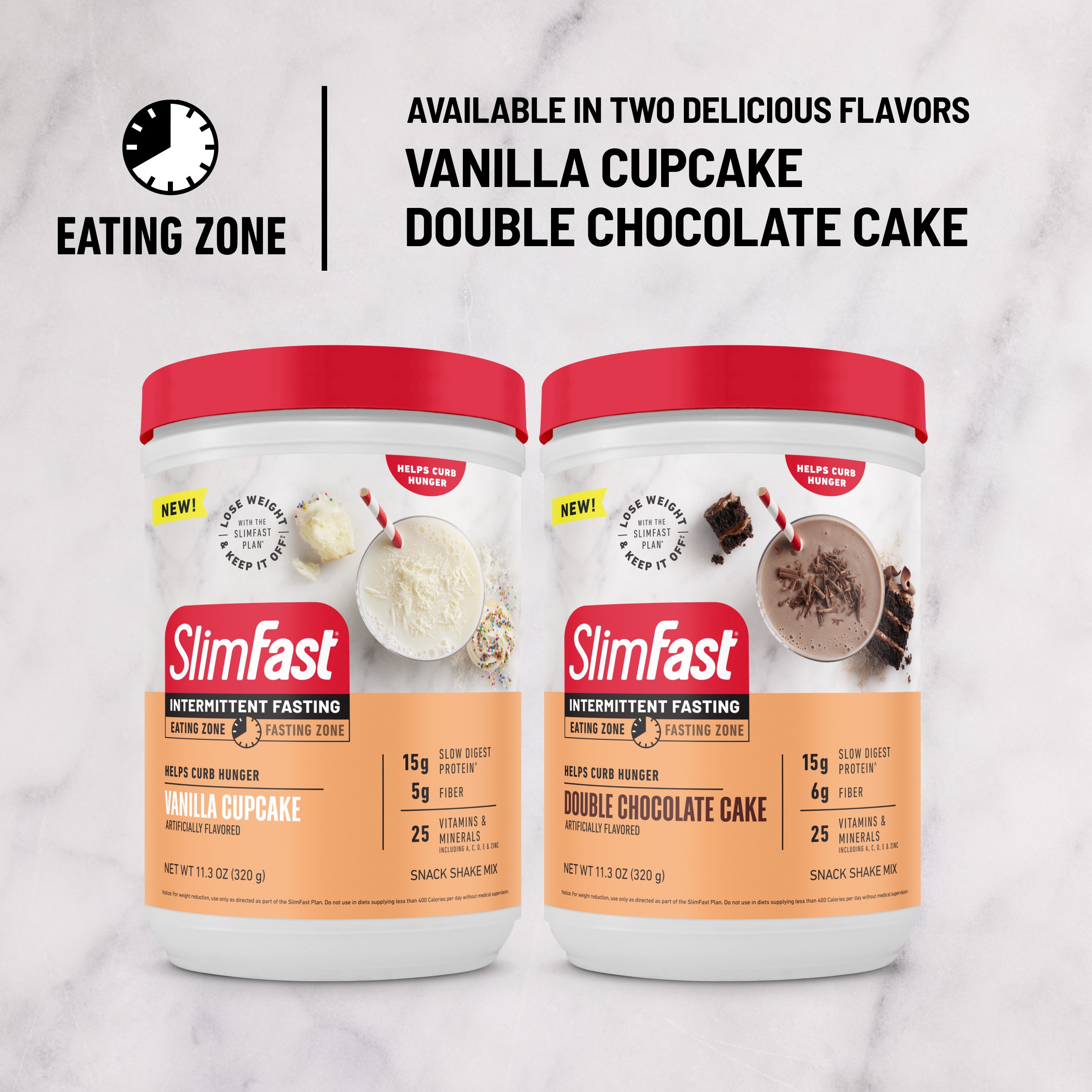 SlimFast Intermittent Fasting, Chocolate Cake, Snack Shake Mix, Casein ...