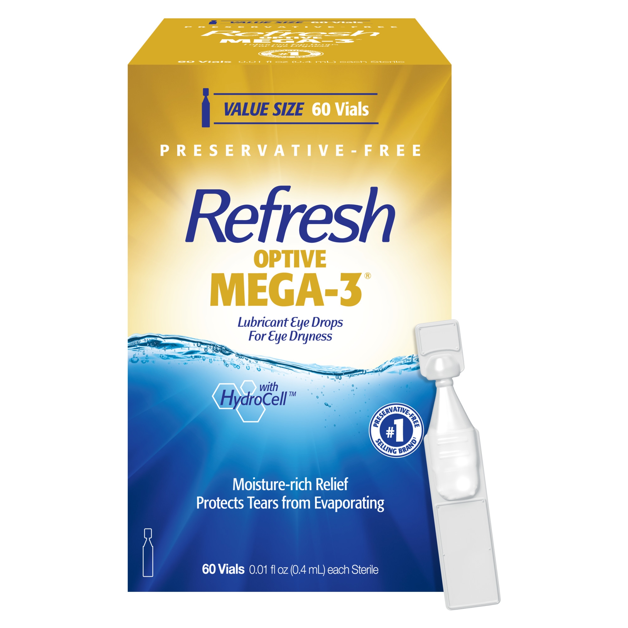 Refresh Optive Mega-3 Lubricant Eye Drops Non-Preserved Tears, 60 ...