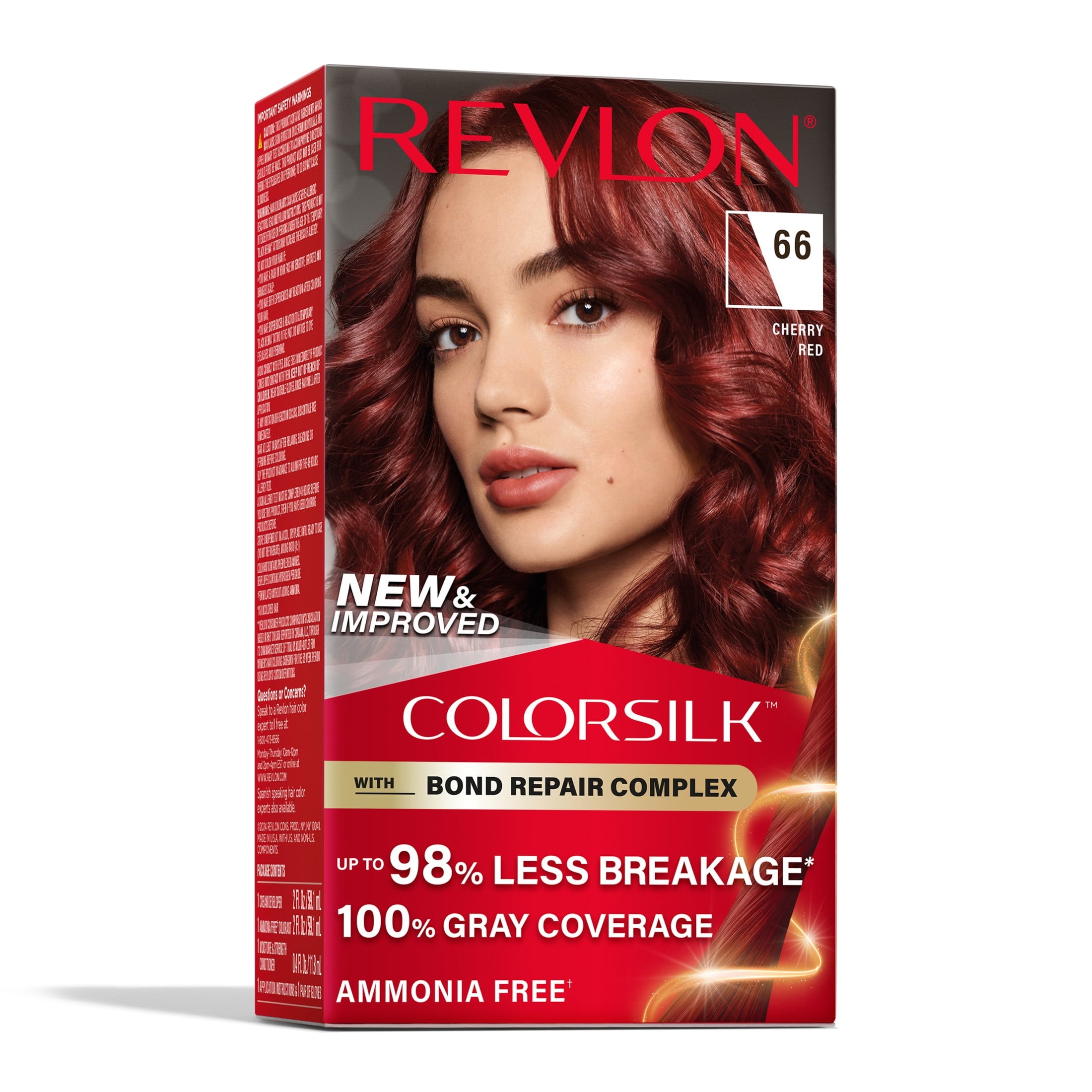 Revlon ColorSilk Permanent Hair Color Bond Repair Complex 66 Cherry Red ...