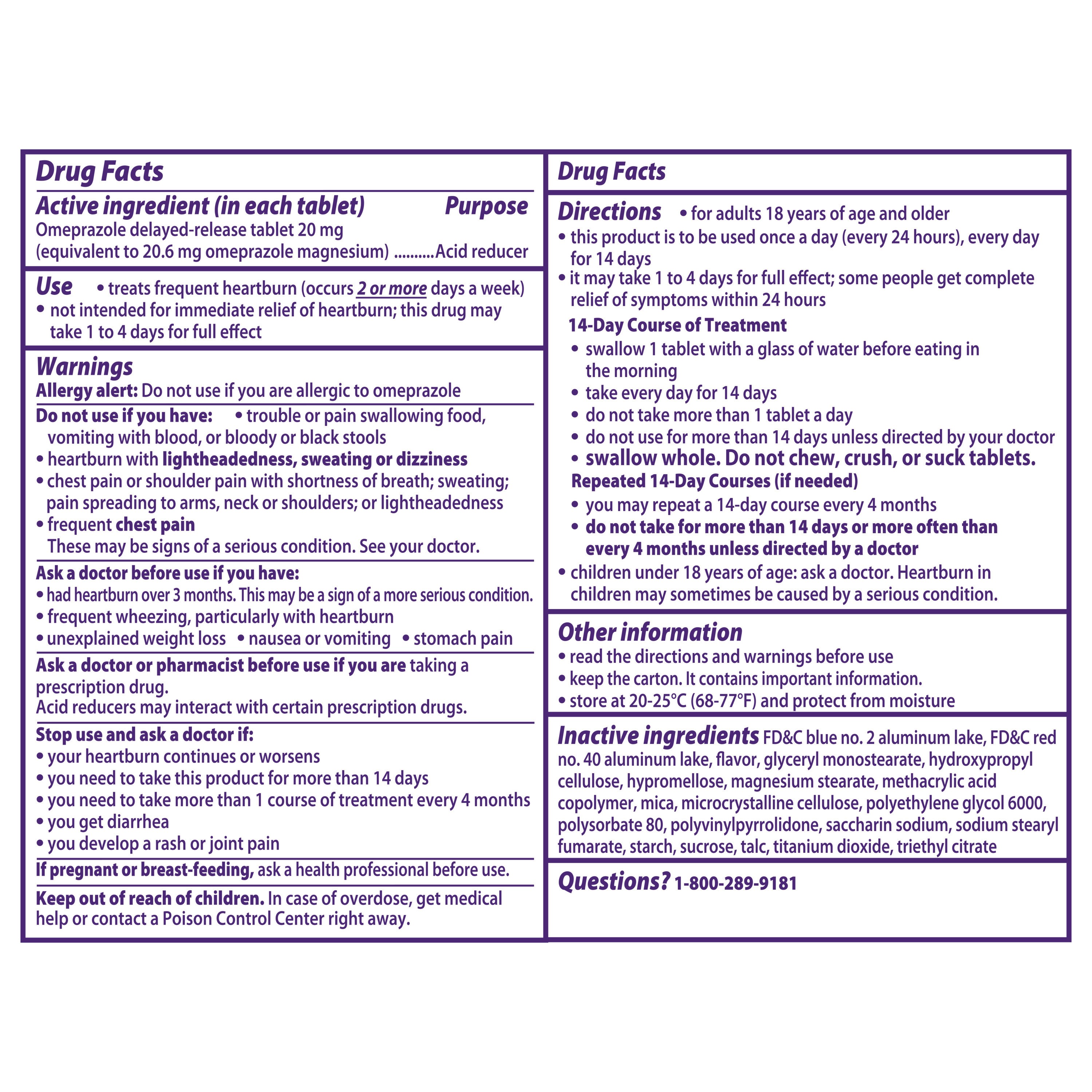 Prilosec OTC Heartburn Relief, Over-the-Counter Medicine, Acid Reducer ...