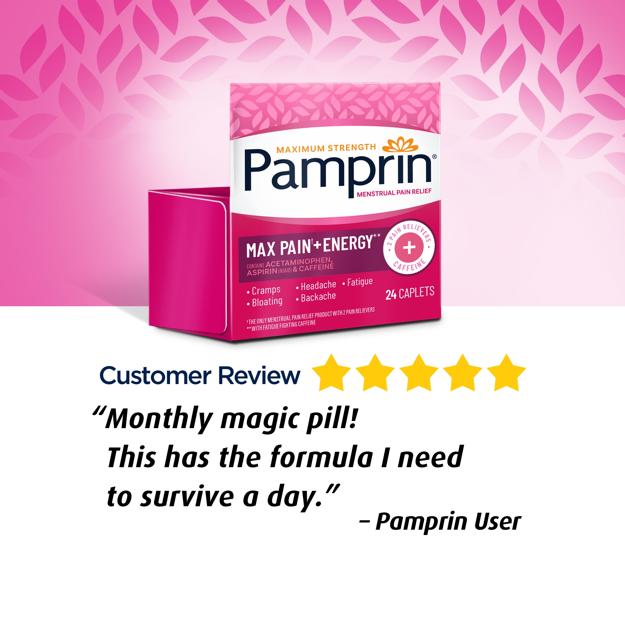 Pamprin Maximum Strength Max Pain + Energy Formula Menstrual Pain ...